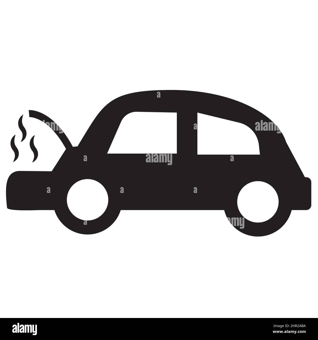 car on jack on white background. open hood sign. car repair symbol ...