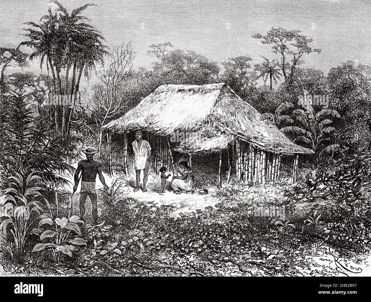 Huts and inhabitants of the lower Magdalena river, Colombia. South ...