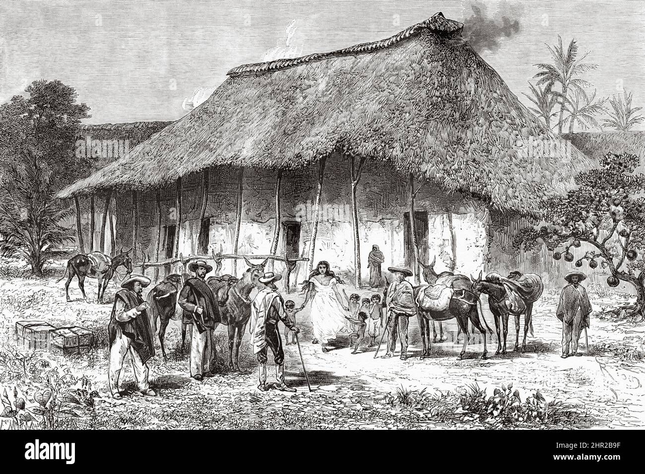 Indian Village Huts Drawing
