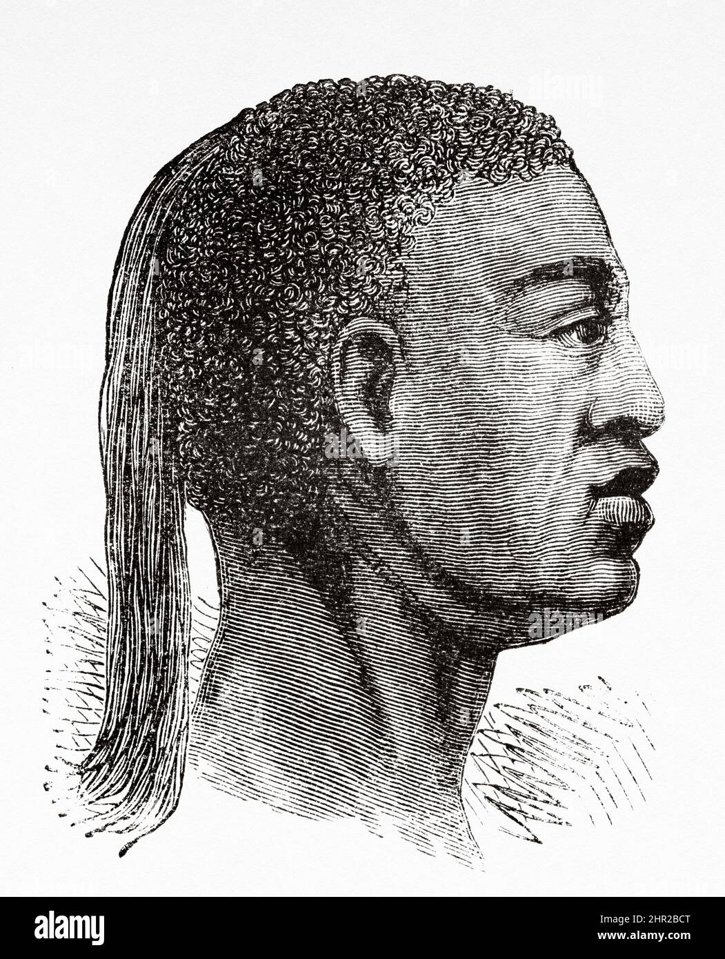 Indigenous people of the Ouroua, Central Africa. Old 19th century ...