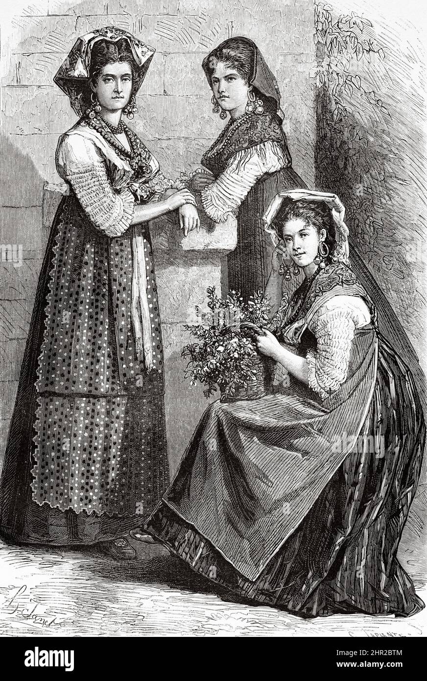 Peasant women dressed in traditional clothing from Loreto and Recanati ...