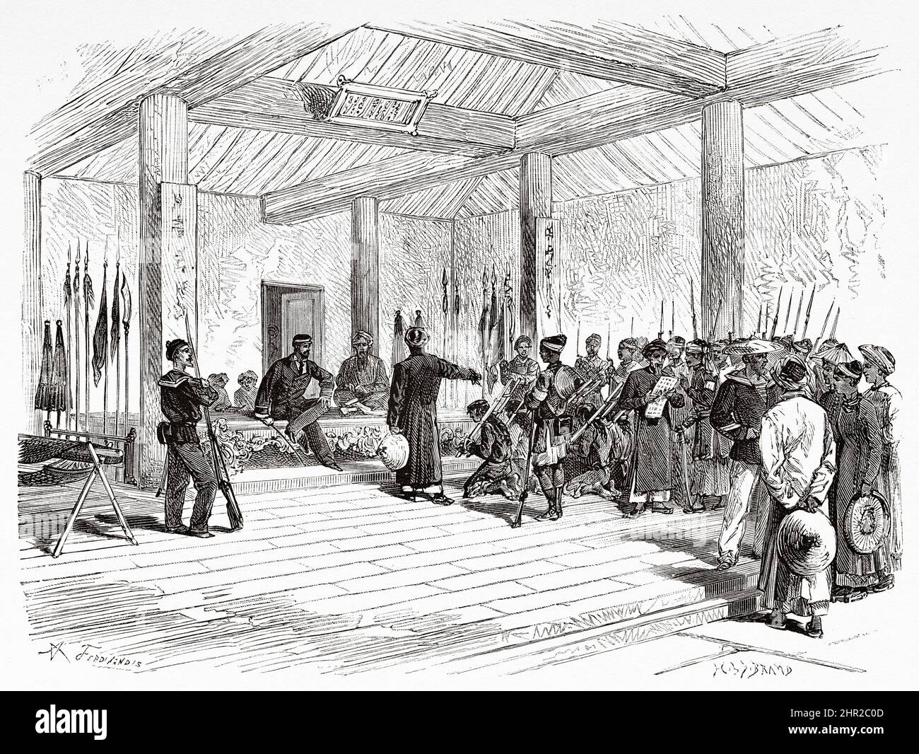 Arsonists brought before the court of a French commander, Vietnam. Asia ...