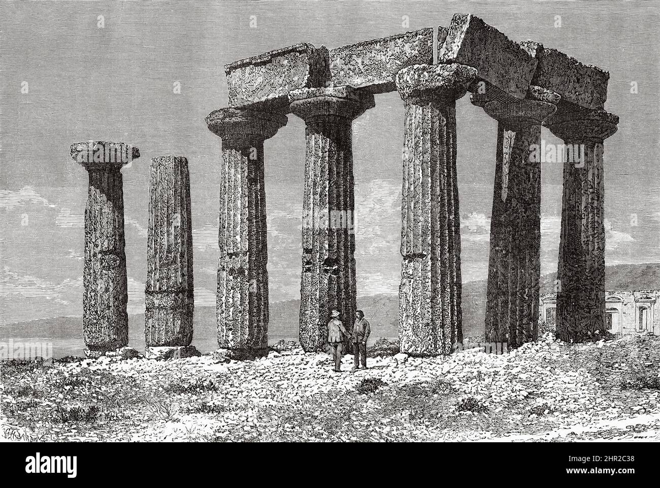 The Temple of Apollo at Corinth, Greece. Voyage in Greece by Henri ...