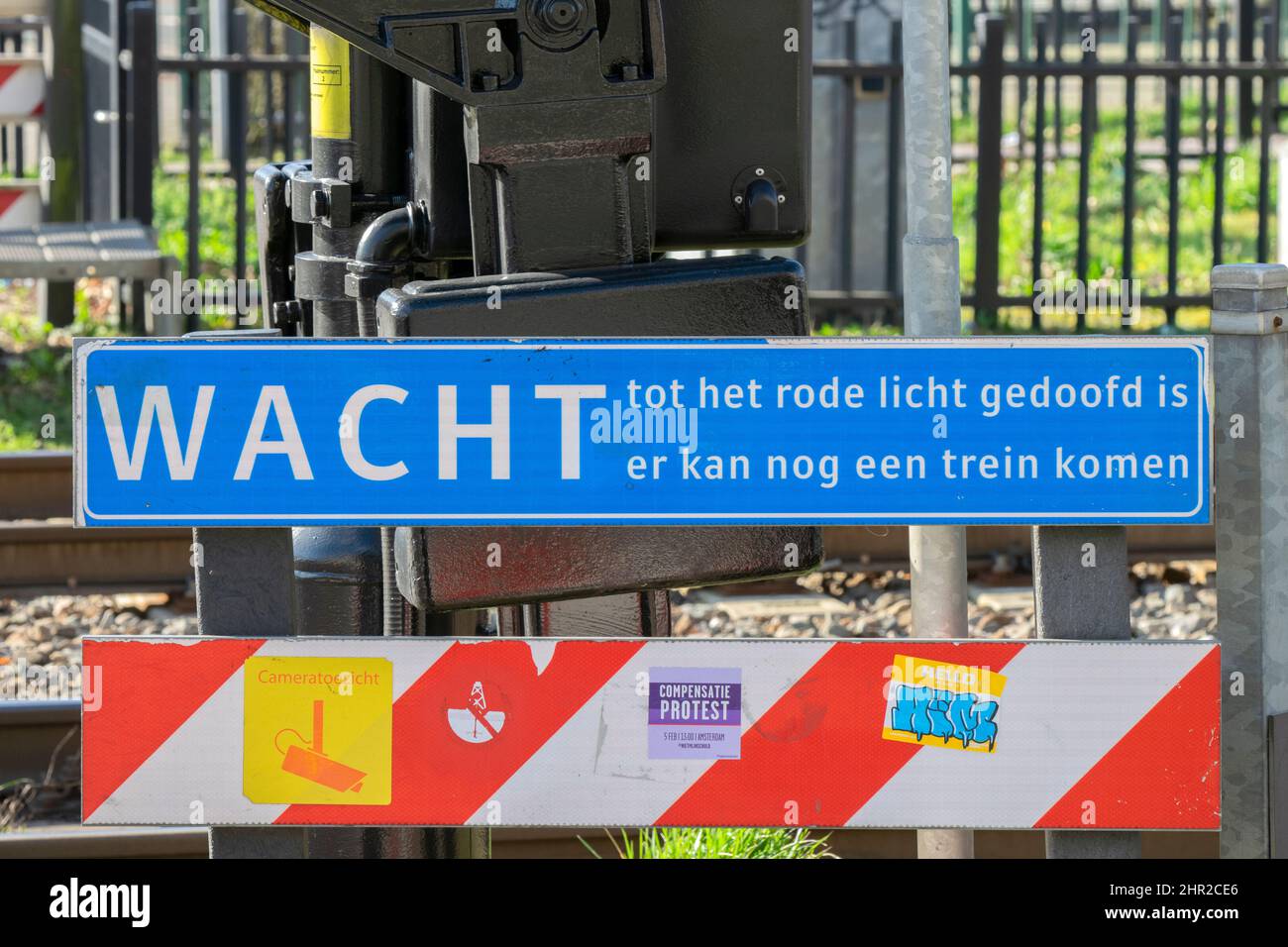 General Waiting Sign At Level Crossing Train At Hilversum The ...