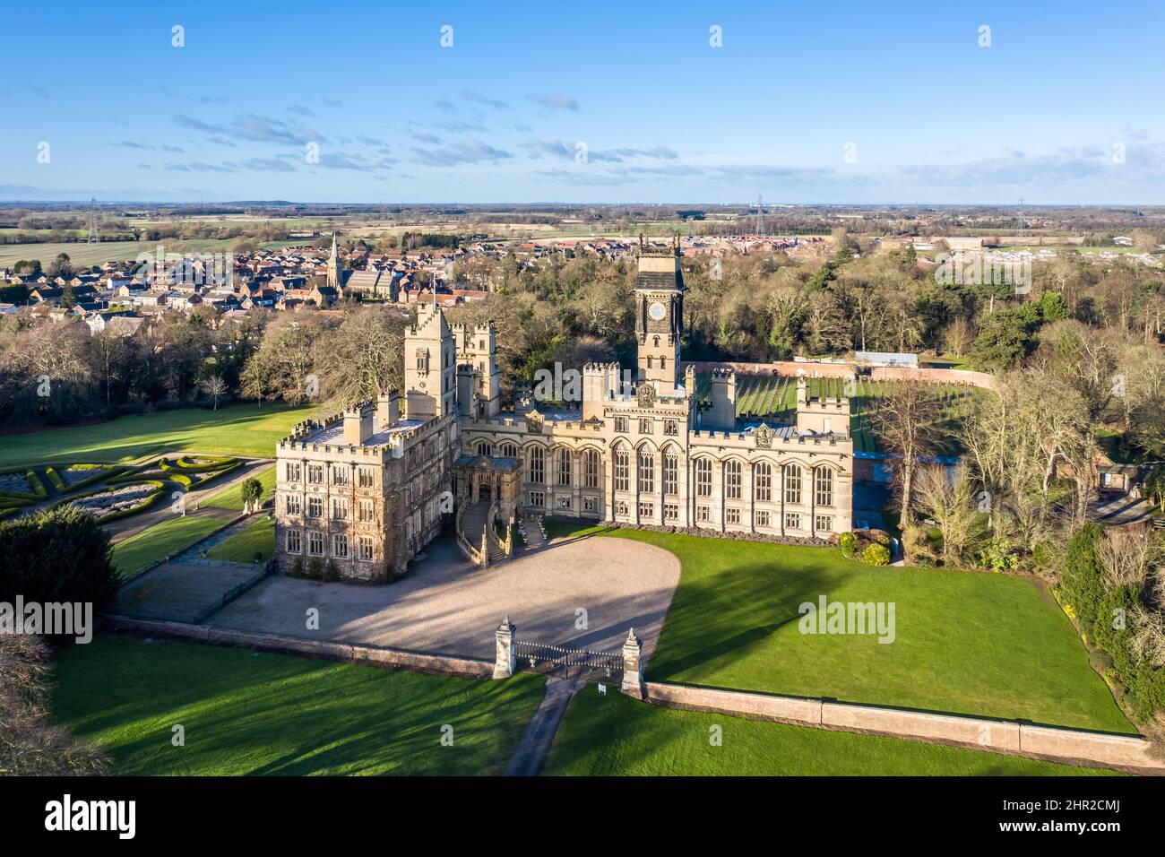 CARLTON TOWERS, UK - JANUARY 19, 2022. An aerial view of Carlton Towers ...