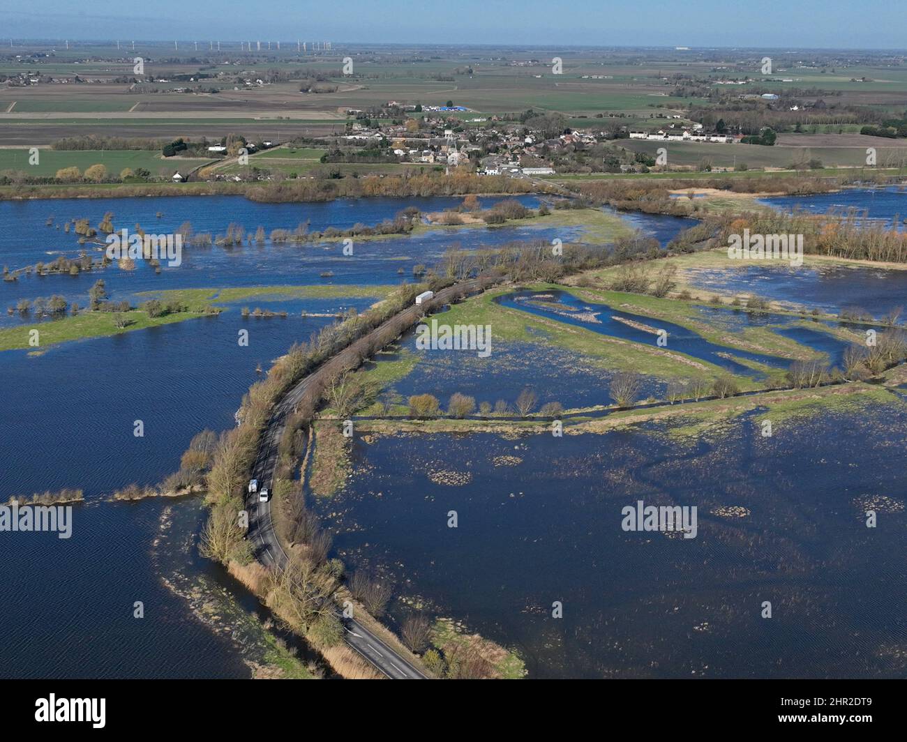 Welney, UK. 23rd Feb, 2022. The Welney wash area is beginning to fill ...