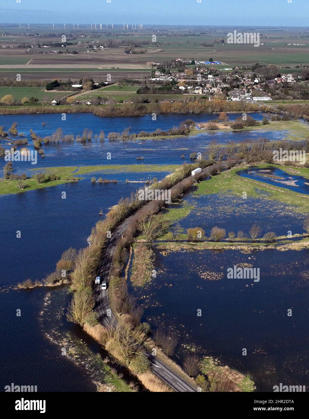 Welney, UK. 23rd Feb, 2022. The Welney wash area is beginning to fill ...