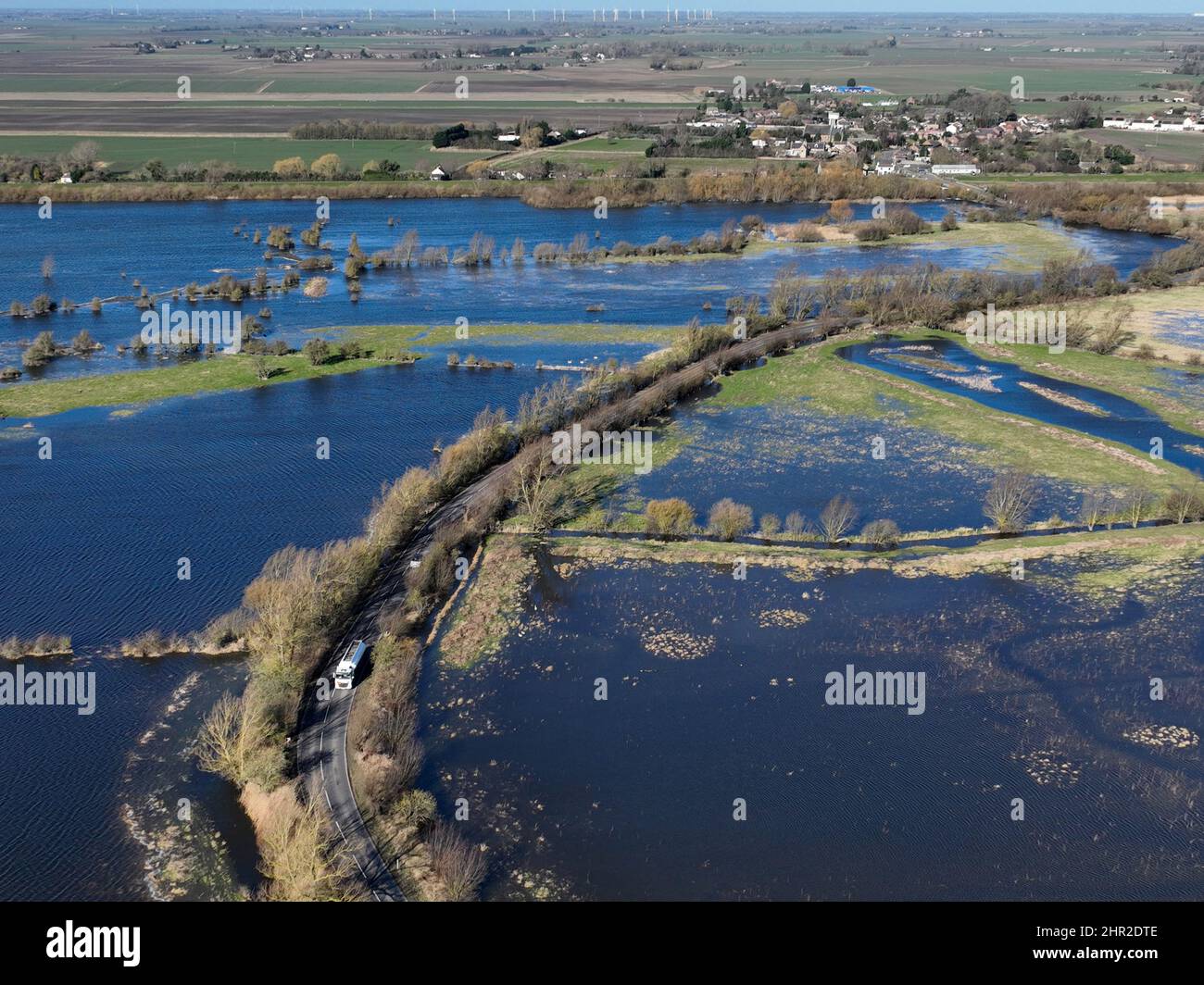 Welney, UK. 23rd Feb, 2022. The Welney wash area is beginning to fill ...