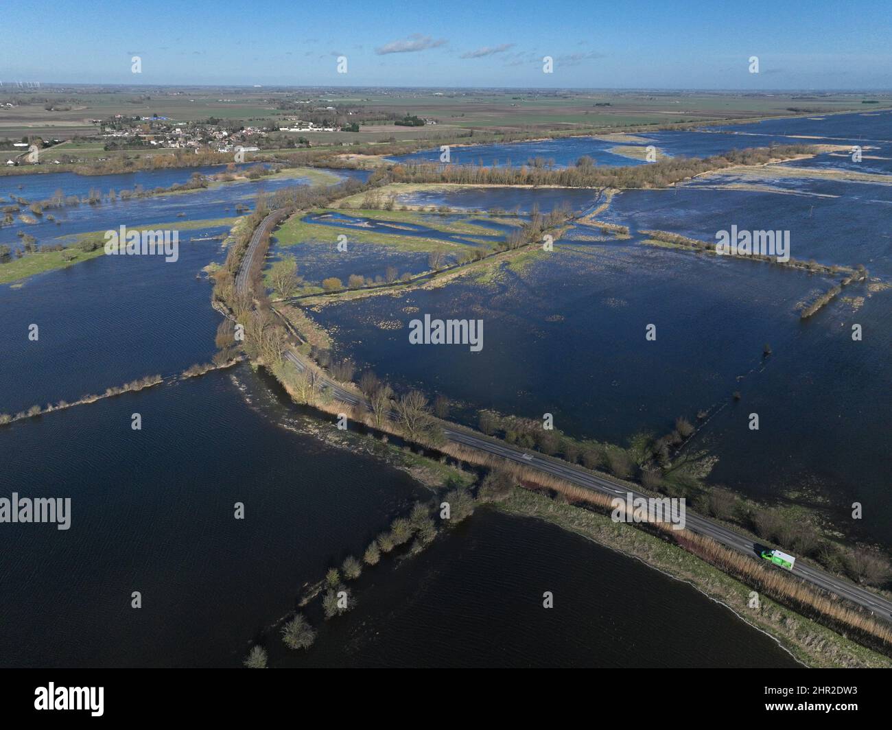 Welney, UK. 23rd Feb, 2022. The Welney wash area is beginning to fill ...