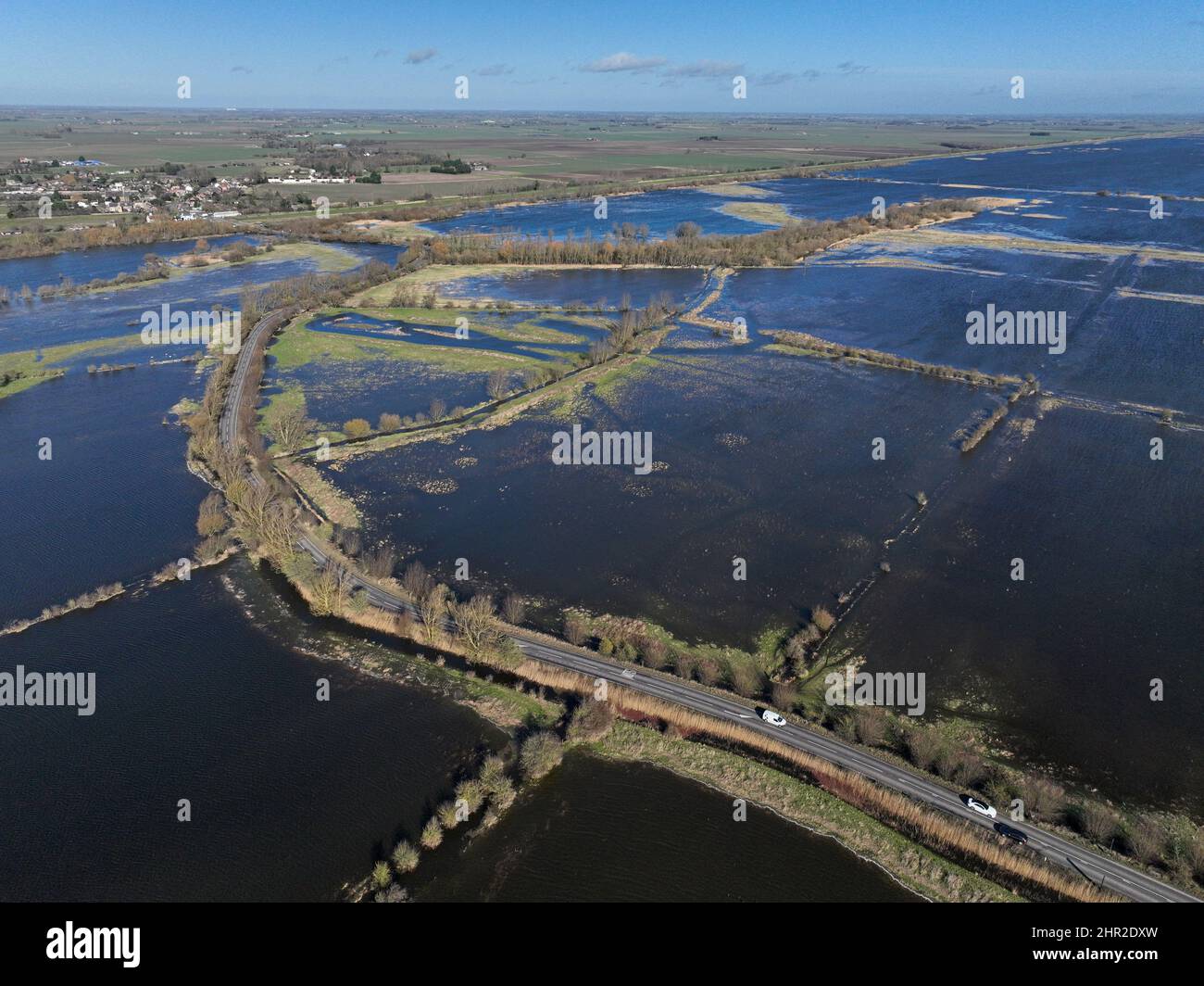 Welney, UK. 23rd Feb, 2022. The Welney wash area is beginning to fill ...