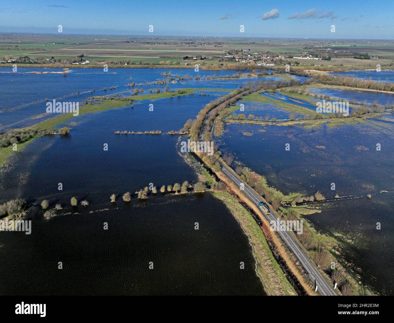 Welney, UK. 23rd Feb, 2022. The Welney wash area is beginning to fill ...