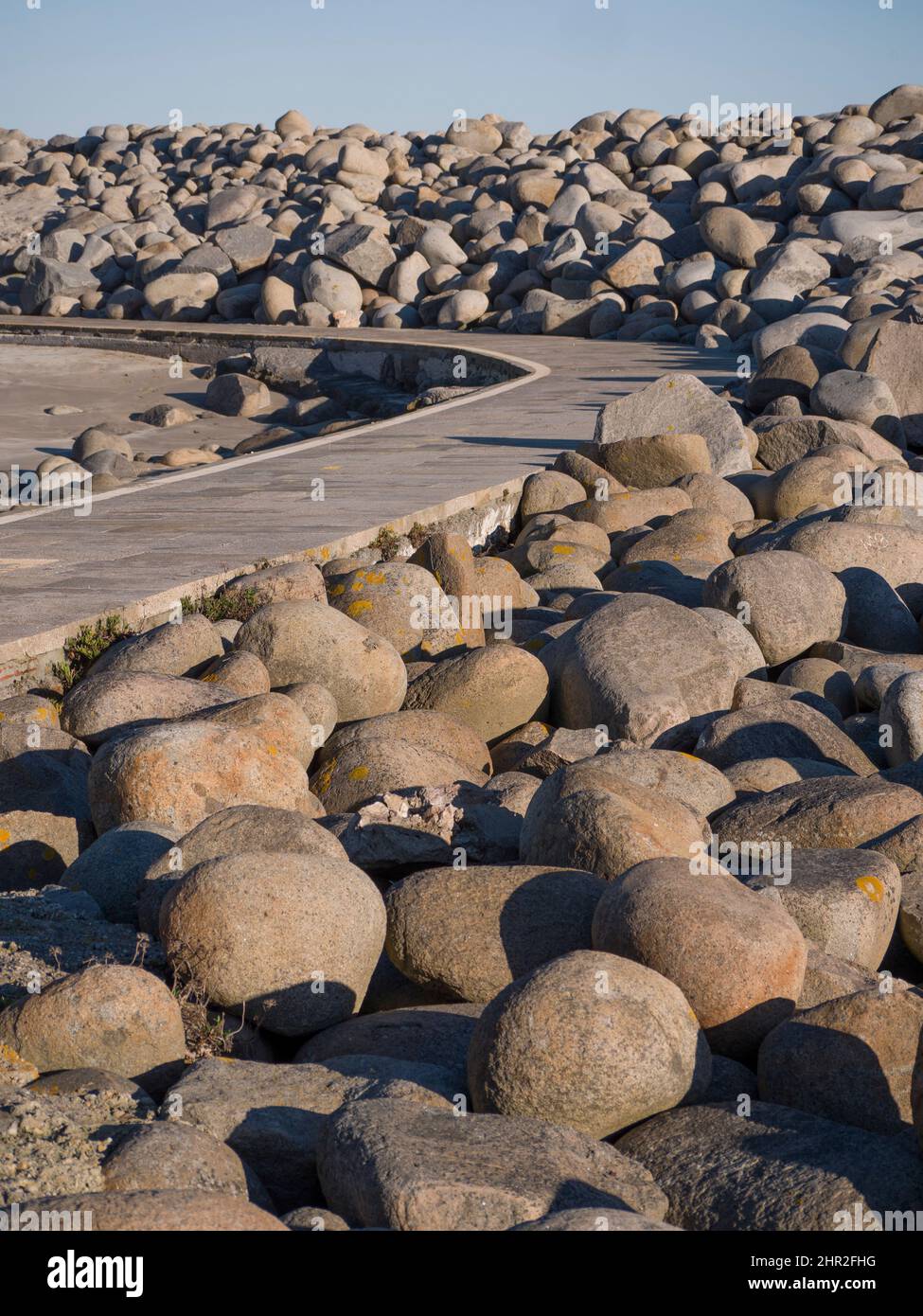 Vertical view of field of granite boulders with a path going through ...
