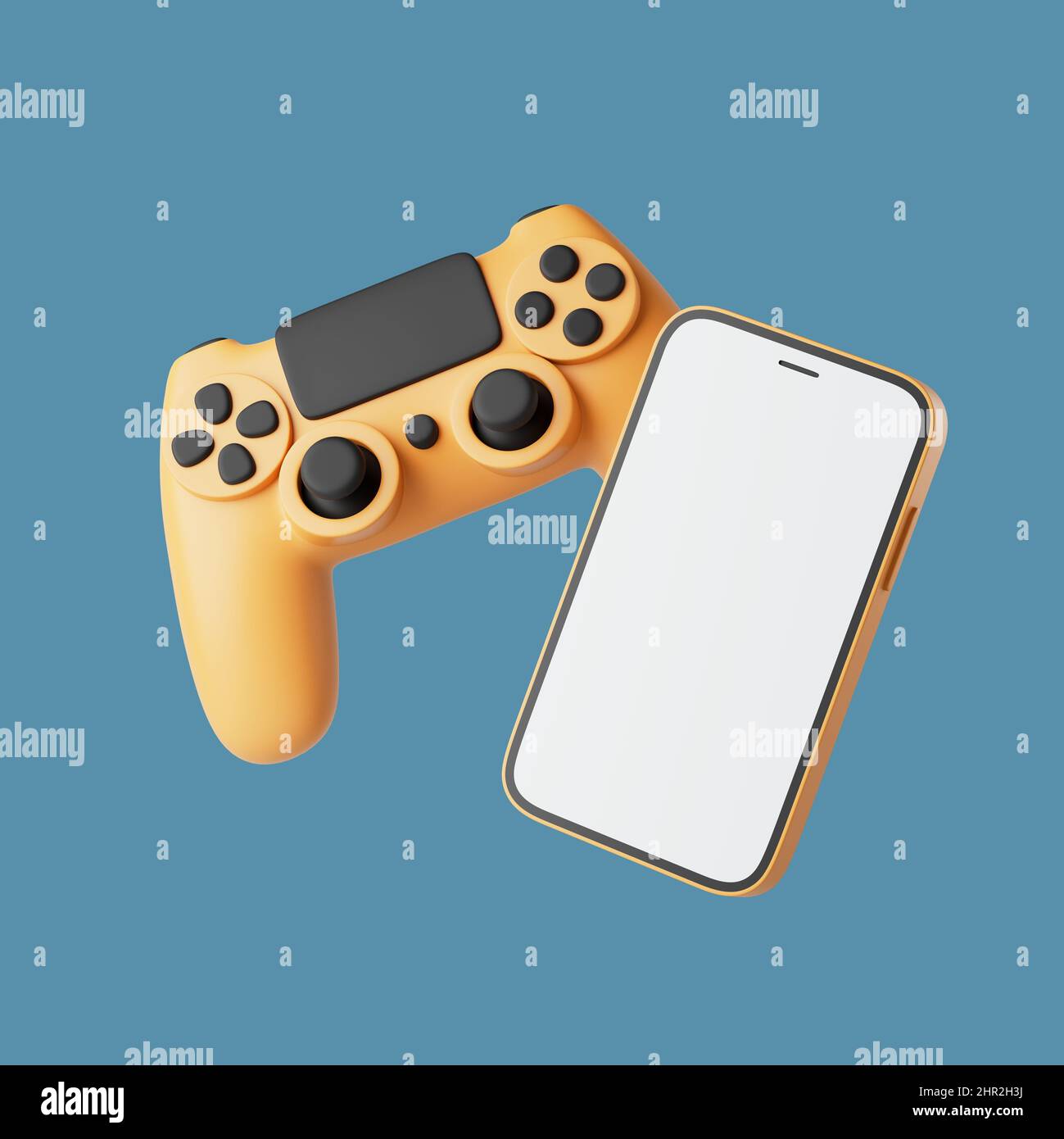 Simple mobile gaming with soft shadows on floor 3d render illustration ...