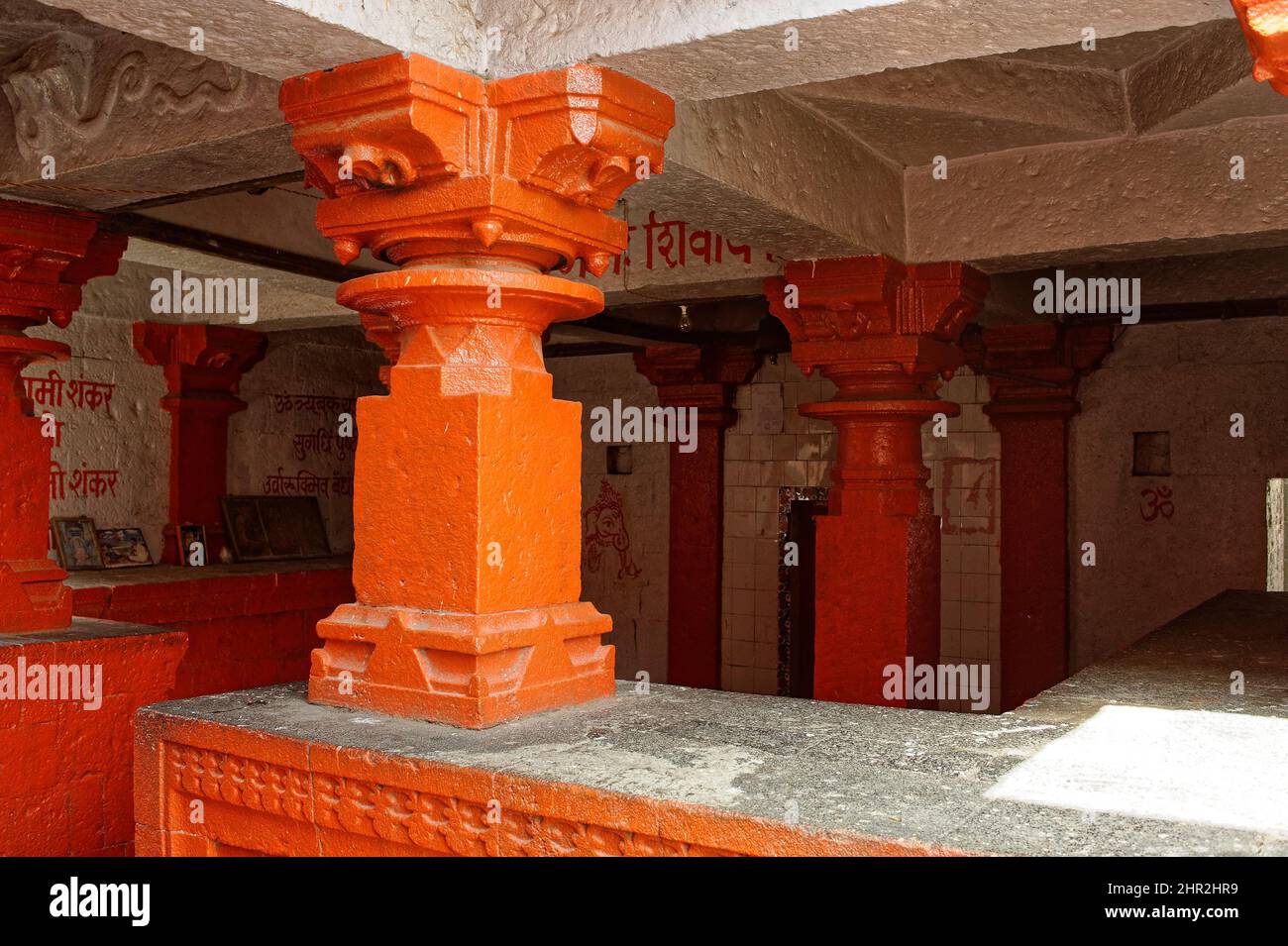 Interior or Mandapa of ancient Jata Shankar Mandir (Temple) Beed state ...