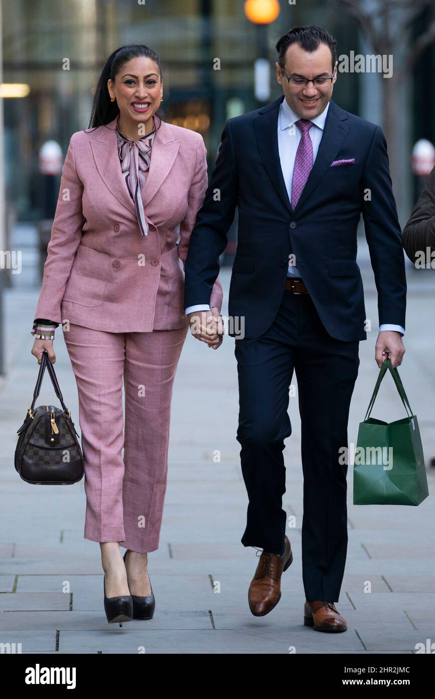Gurpreet Gill Maag arrives with her husband at the Rolls Building at ...