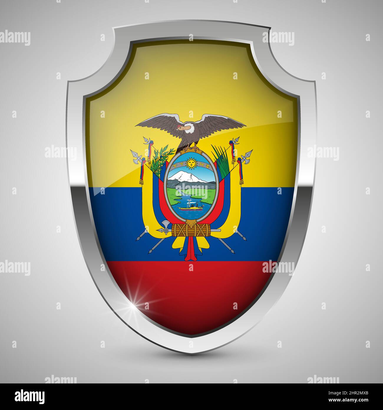 EPS10 Vector Patriotic shield with flag of Ecuador. An element of ...