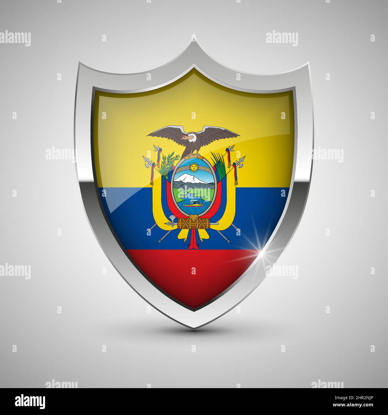 EPS10 Vector Patriotic shield with flag of Ecuador. An element of ...