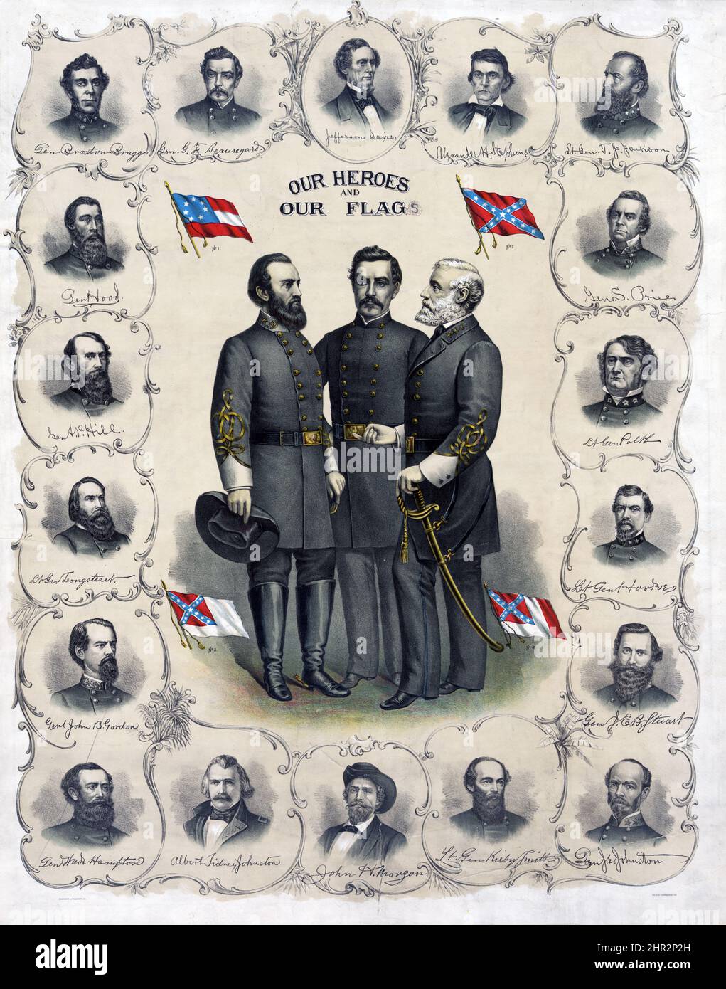 Our Heroes and Our Flags 1896, American flags and heroes Stock Photo ...