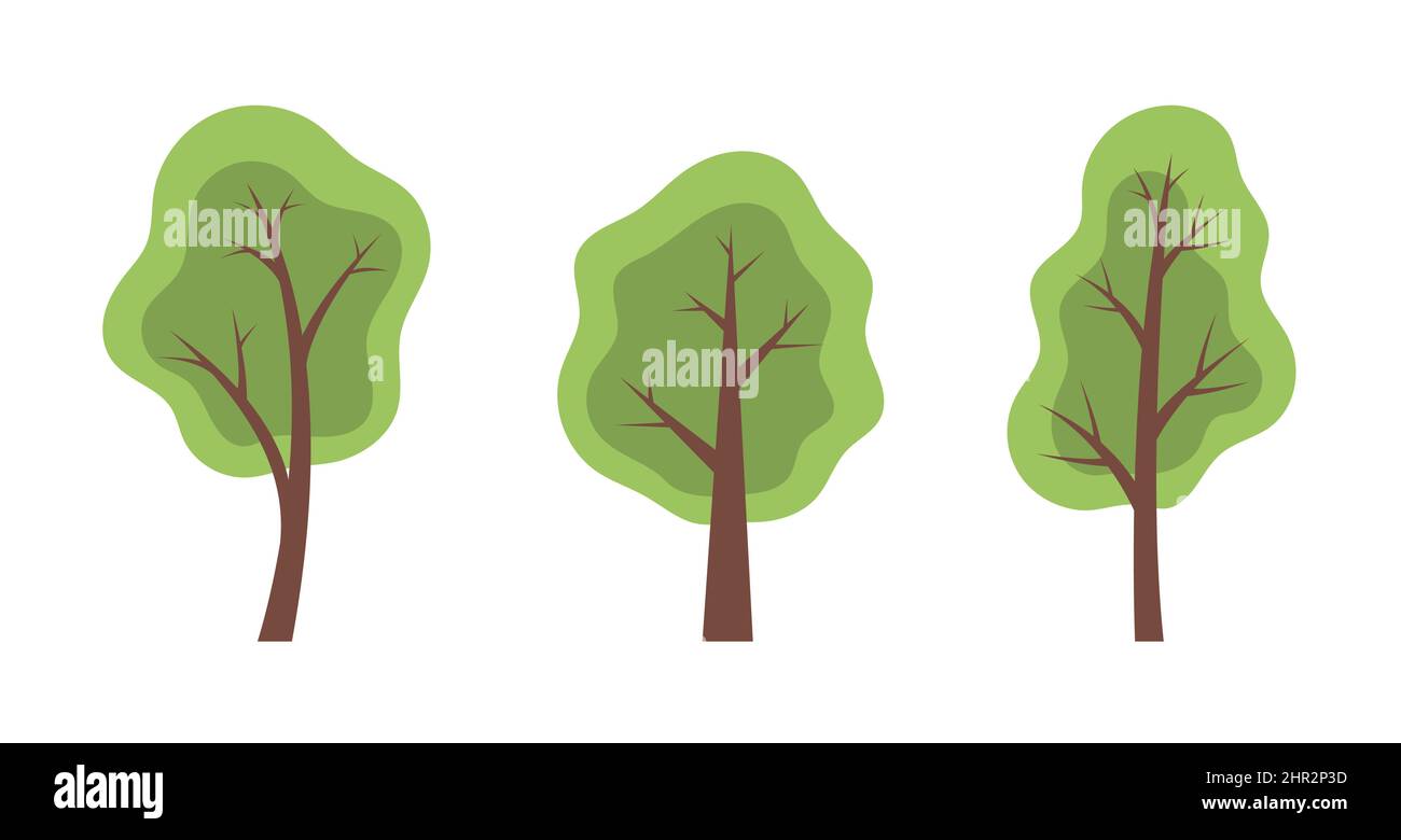 Set of trees with green foliage. Template element for design and ...
