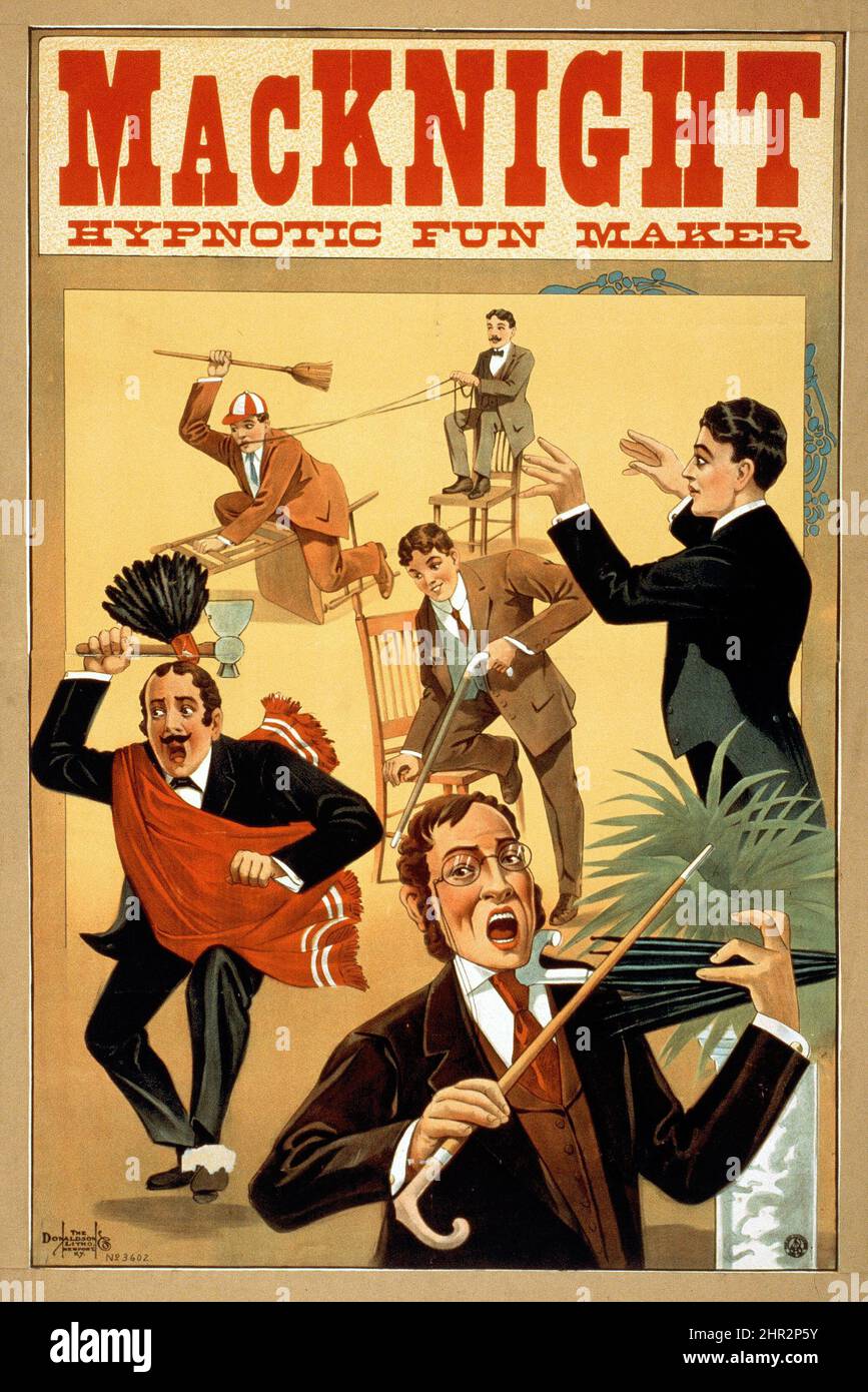 MacKnight Hypnotic Fun Maker - vintage Vaudeville poster 1900 Stock ...