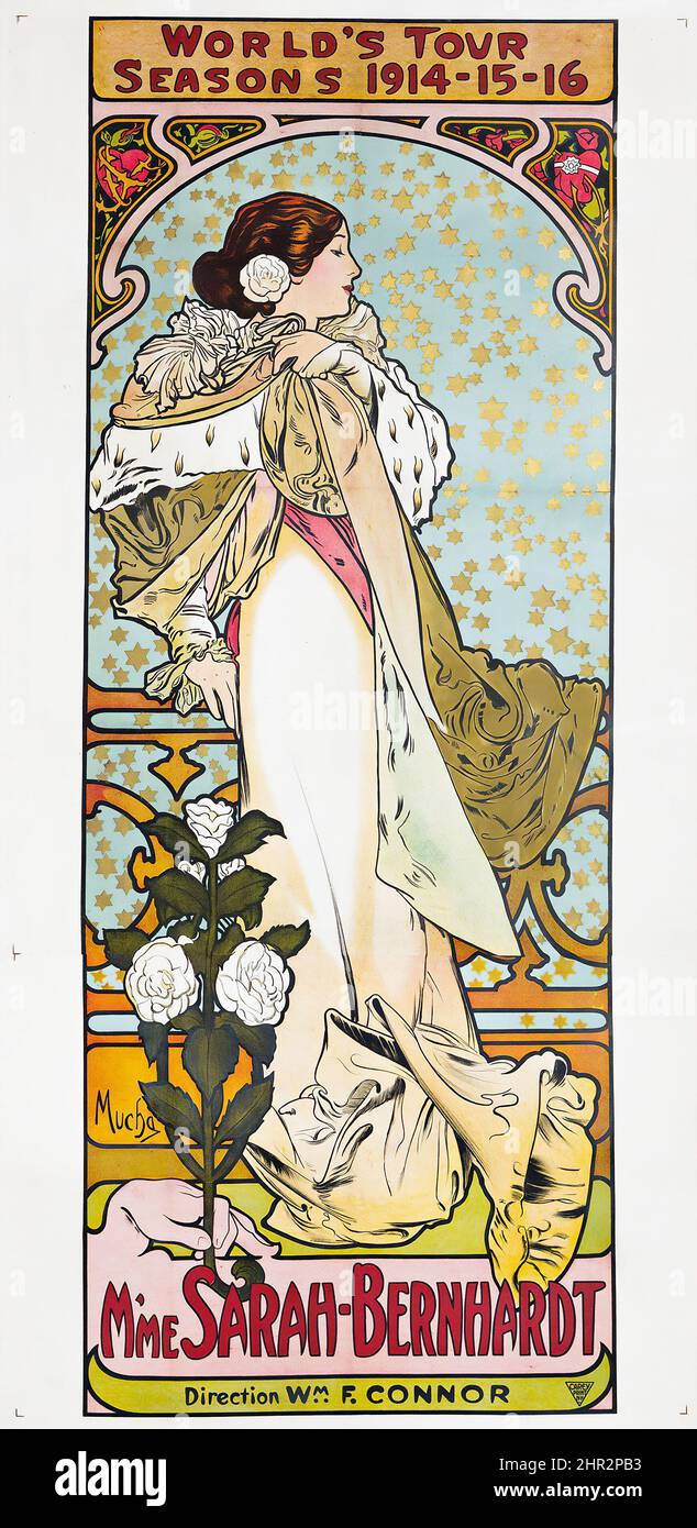 Alphonse Mucha, Sarah Bernhardt - World's Tour Season 1914-15-16 ...
