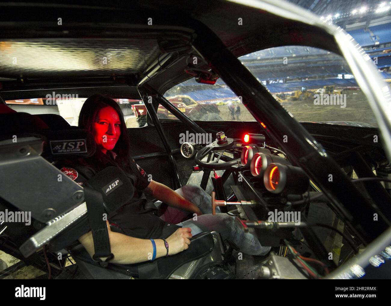 Dragon's Breath monster truck driver Becky McDonough poses for a ...
