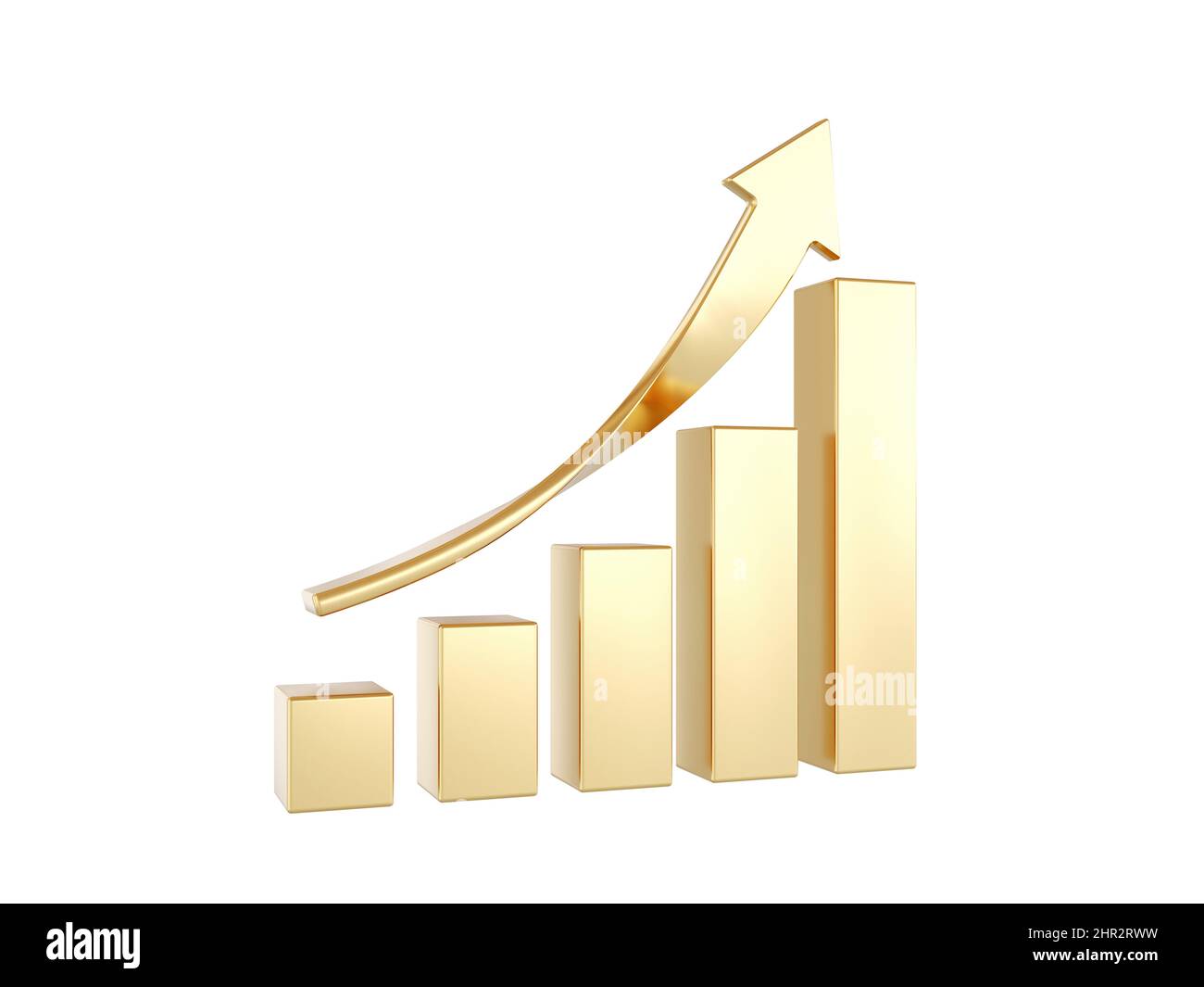 Business Growth Bar Golden Graph Curve. 3D Render Stock Photo - Alamy