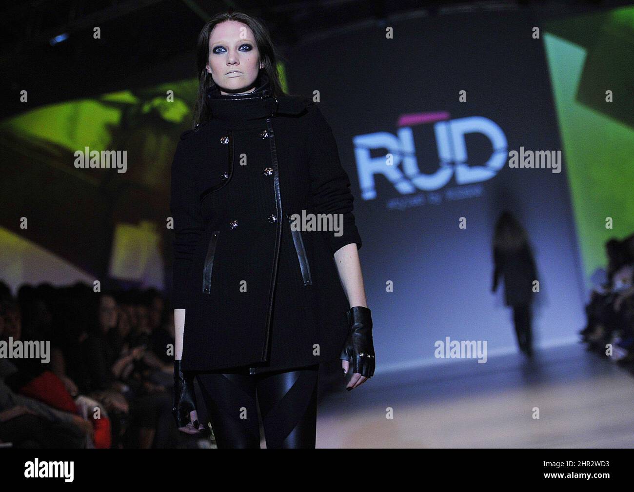 A model wears a design by RUD styled by Rudsak during Montreal Fashion ...