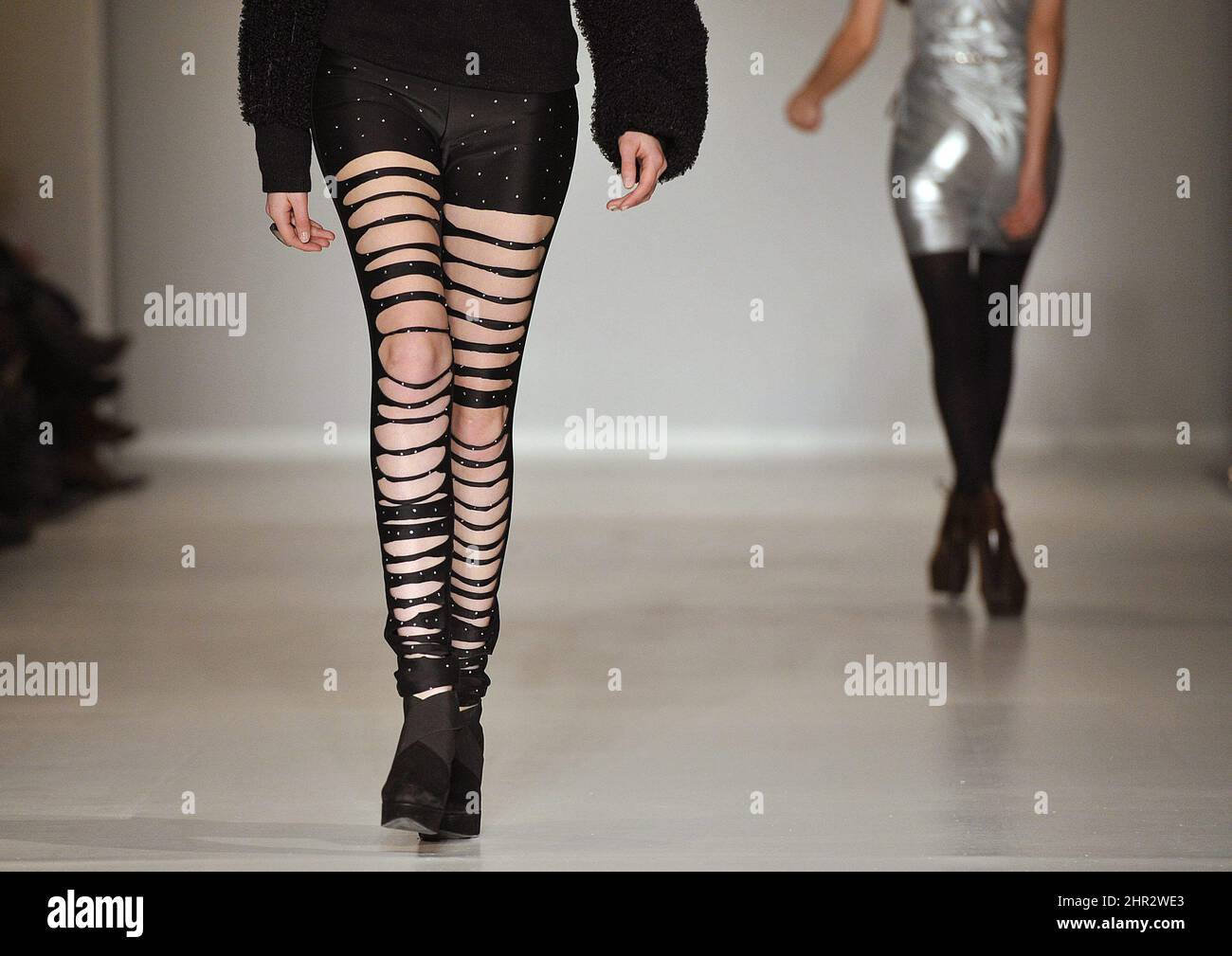 Models wear designs by NU.I during Montreal Fashion Week, in Montreal ...