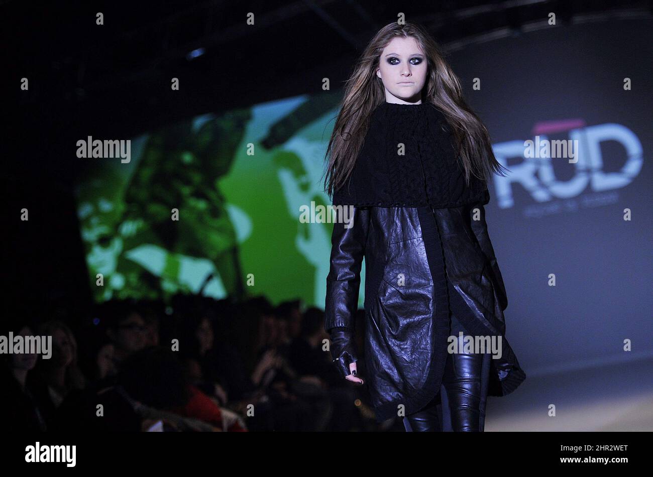 A model wears a design by RUD styled by Rudsak during Montreal Fashion ...