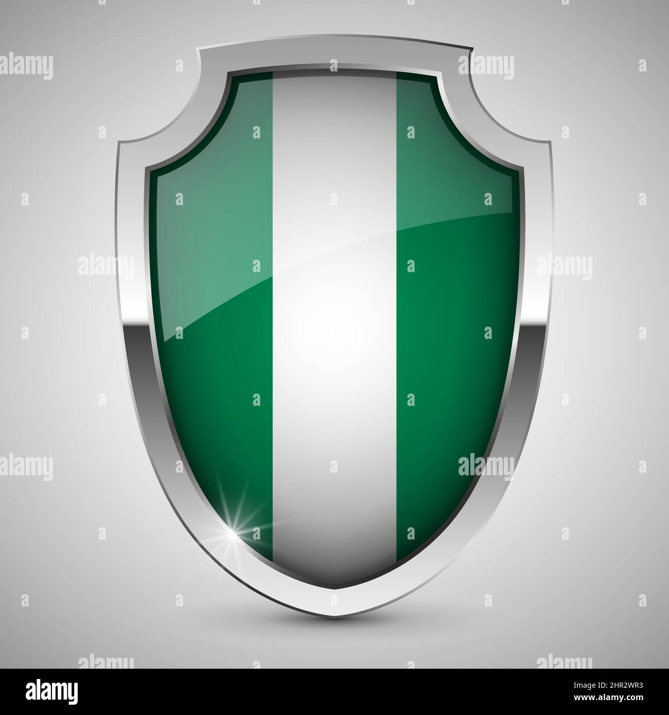 EPS10 Vector Patriotic shield with flag of Nigeria. An element of ...