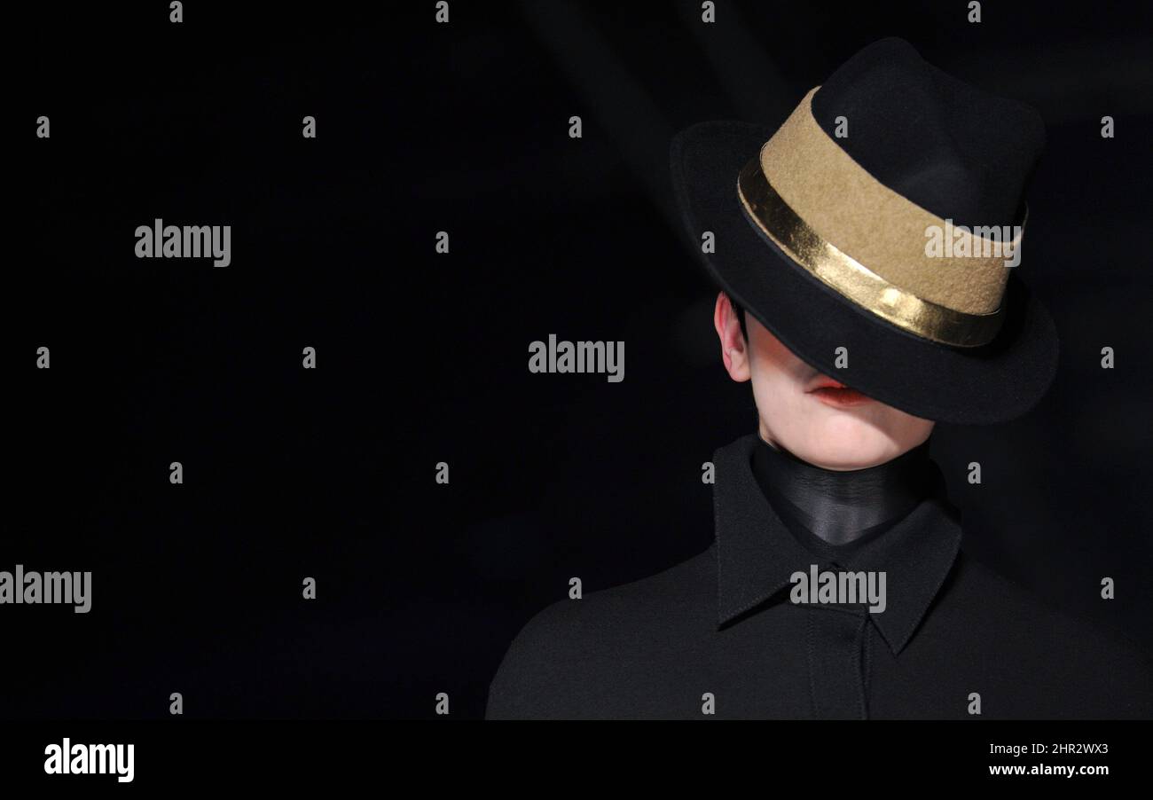 A model wears a design by Marie Saint Pierre during Montreal Fashion ...