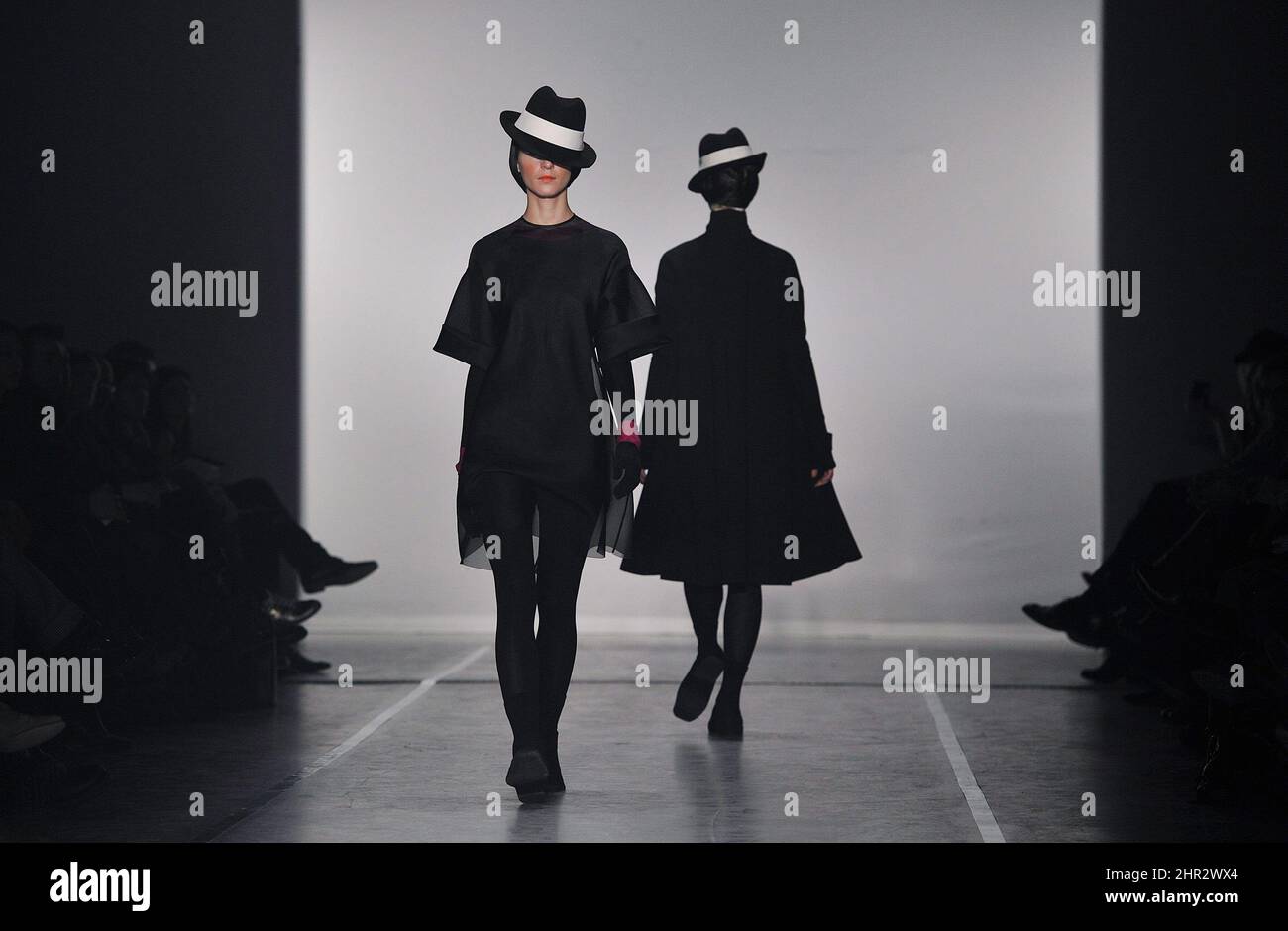 Models wear designs by Marie Saint Pierre during Montreal Fashion Week ...