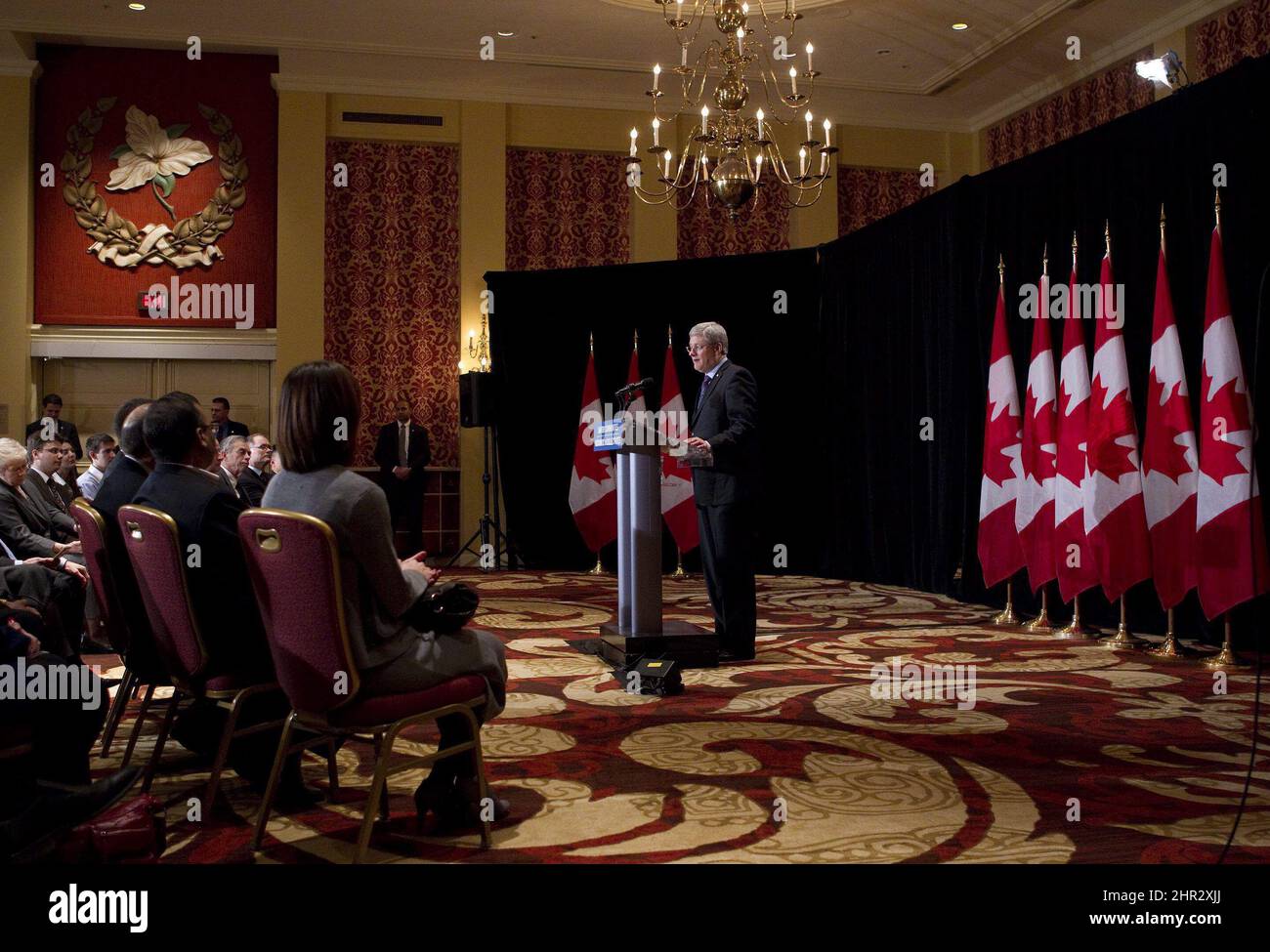 Prime Minister Stephen Harper attends a press conference in Toronto on ...