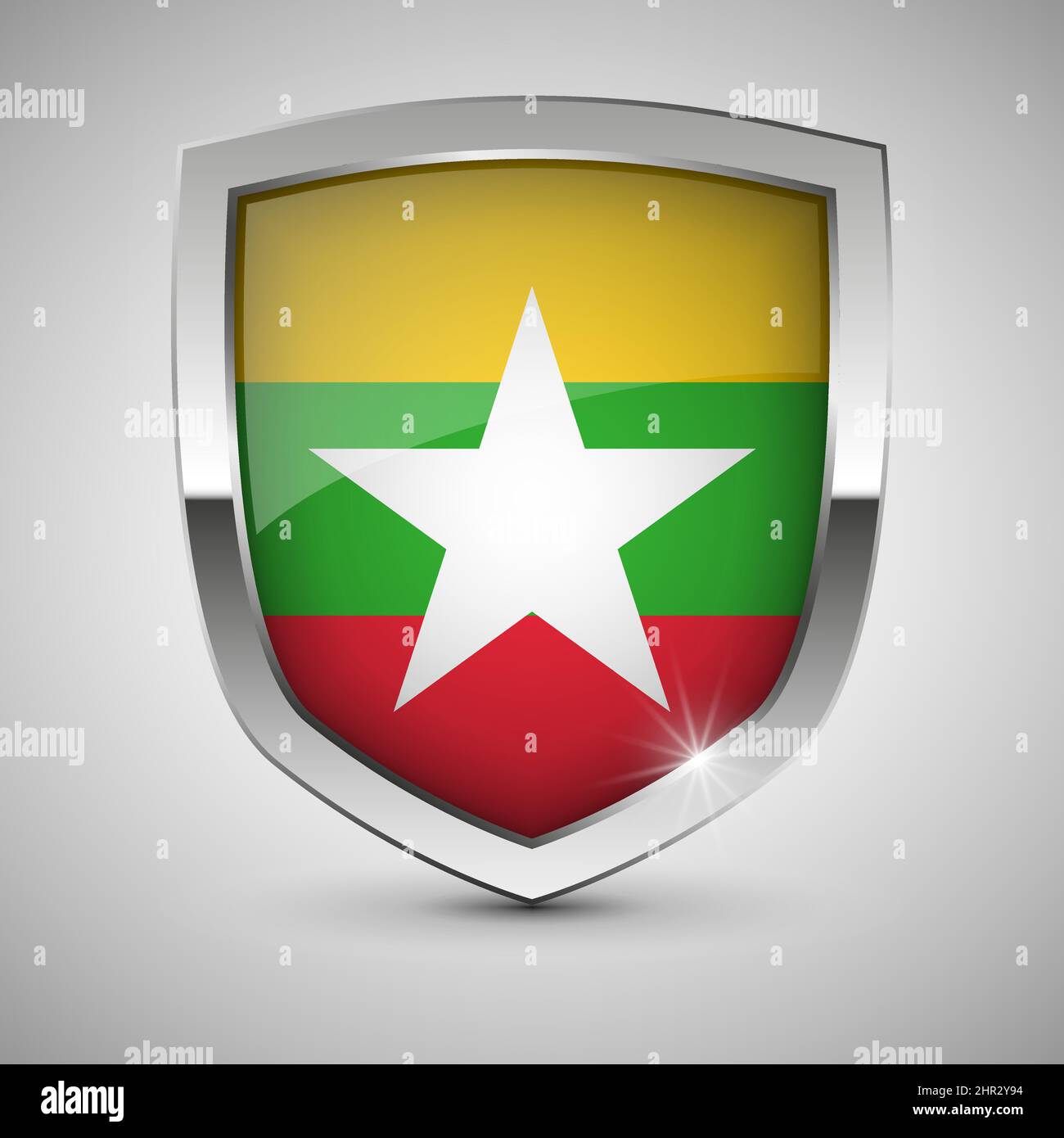 EPS10 Vector Patriotic shield with flag of Myanmar. An element of impact for the use you want to ...