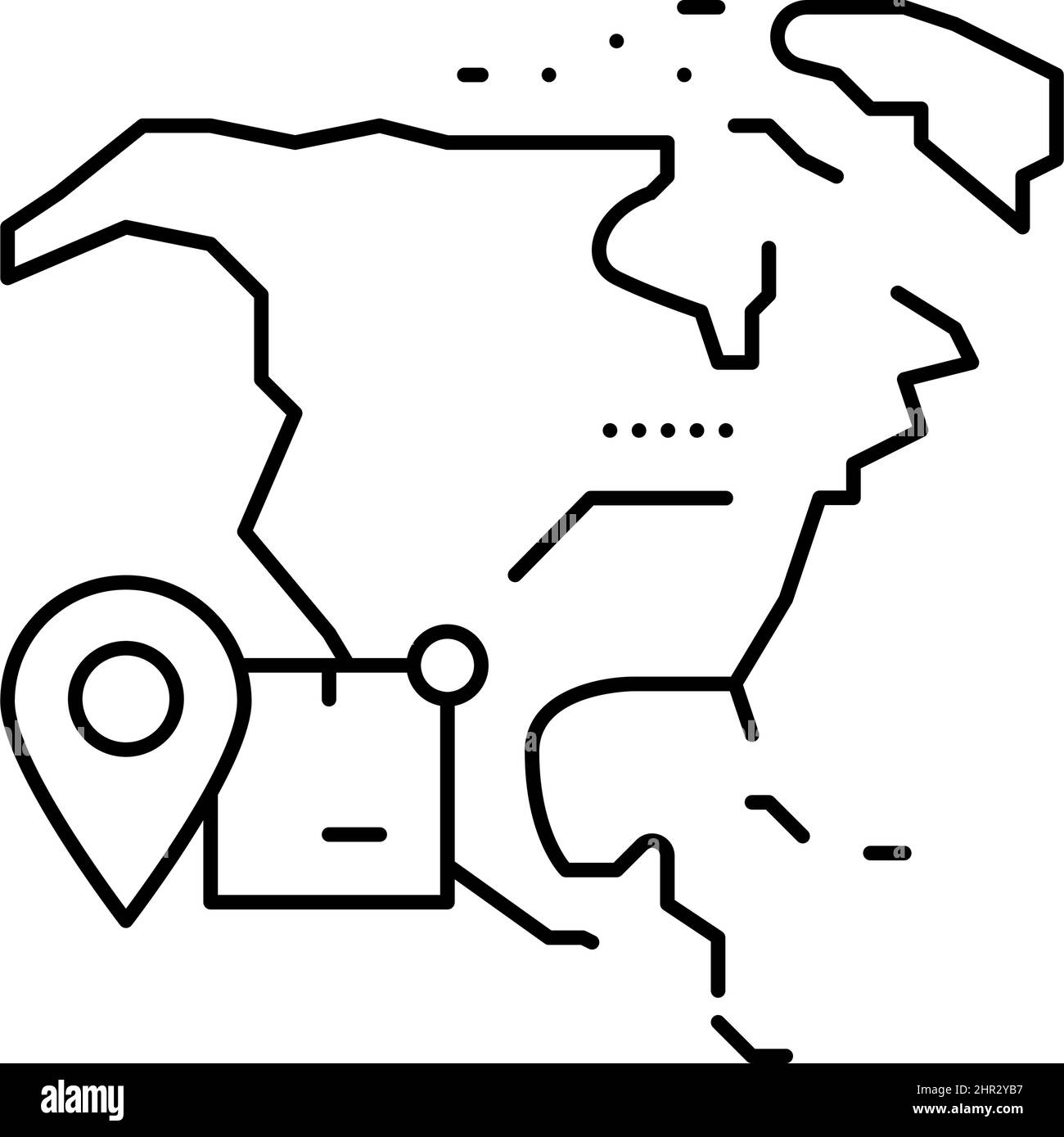 north america shipment tracking line icon vector illustration Stock ...