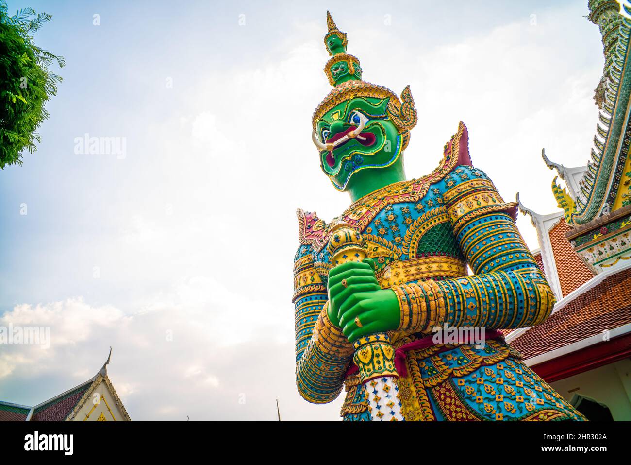 Giant stand statue in Wat Arun templeof dawn, Bangkok Thailand Stock ...