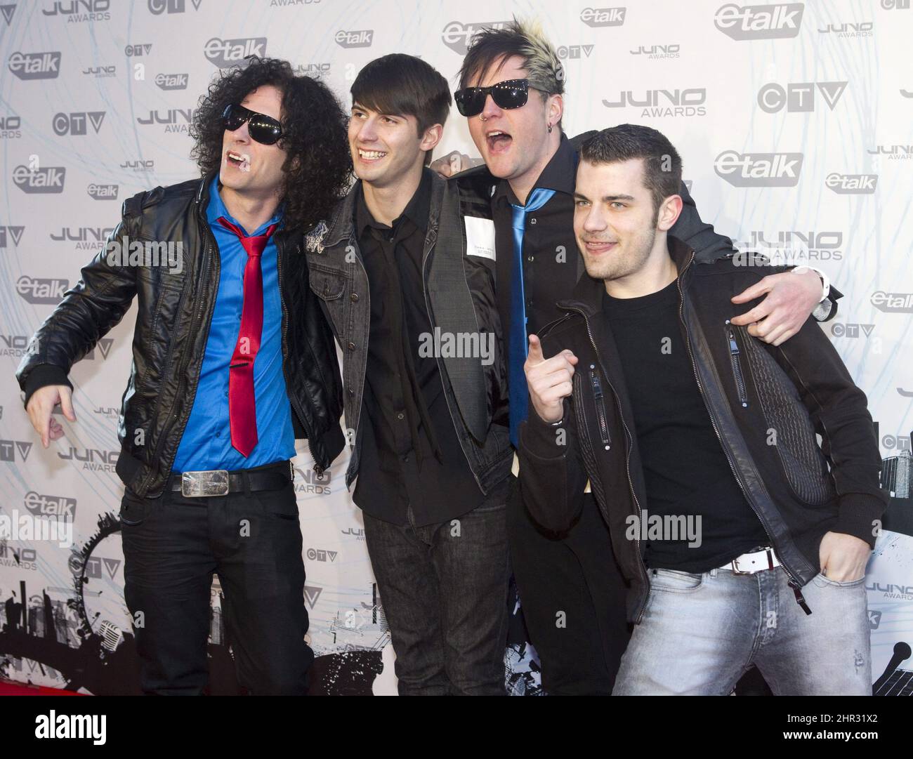 Faber Drive pose on the red carpet at the 2011 JUNO Awards in Toronto ...