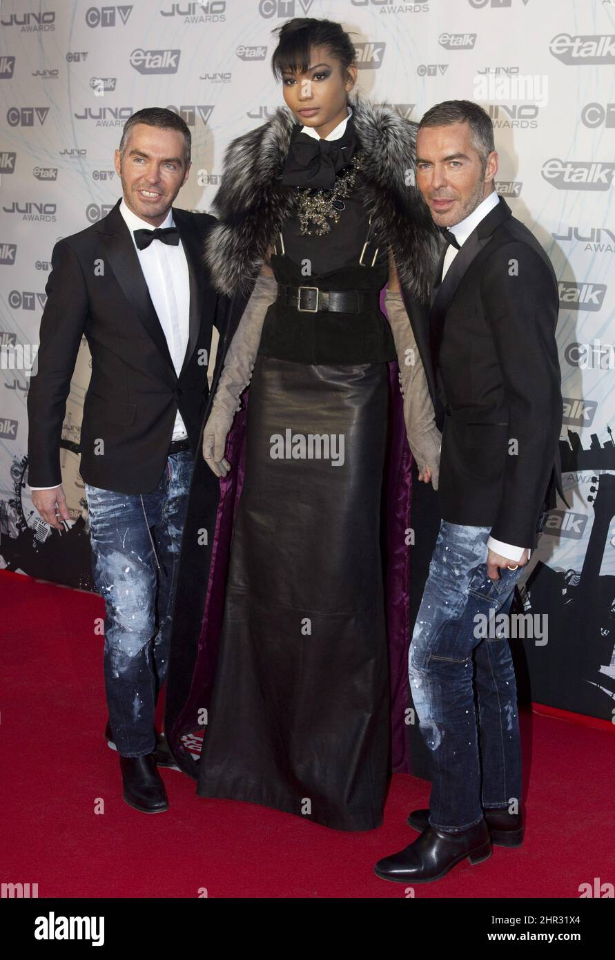 DSquared and Chanel Iman (centre) pose on the red carpet at the 2011 ...