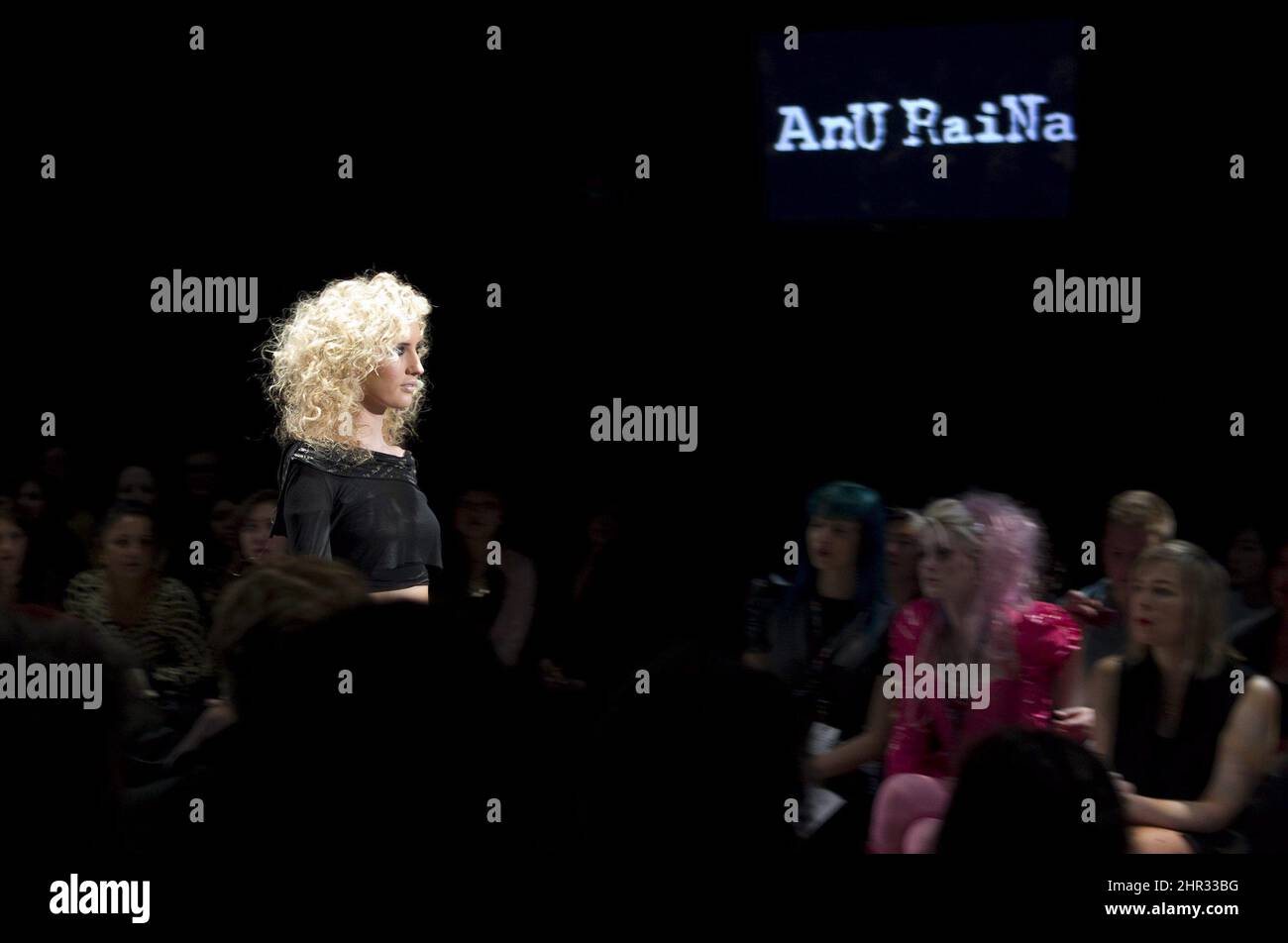 A model shows a creation during the Anu Raina Runway Show during ...