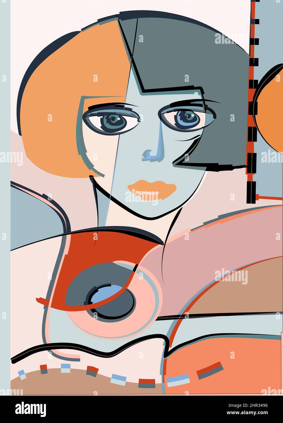 Colorful background, cubism art style,abstract portrait Stock Vector ...