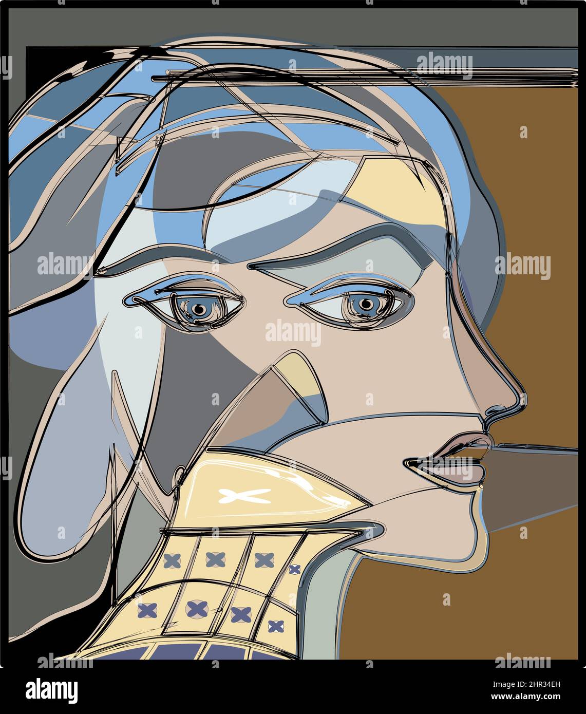 abstract drawing, woman head in cubist art style Stock Vector Image ...