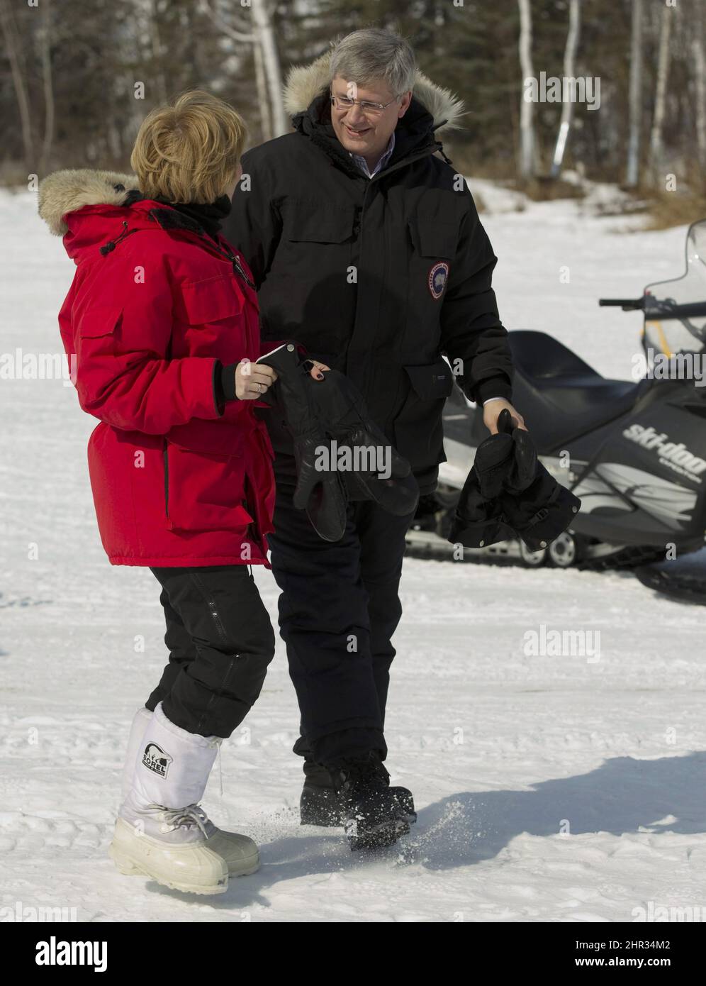 Prime Minister Stephen Harper and his wife Laureen arrive from ...