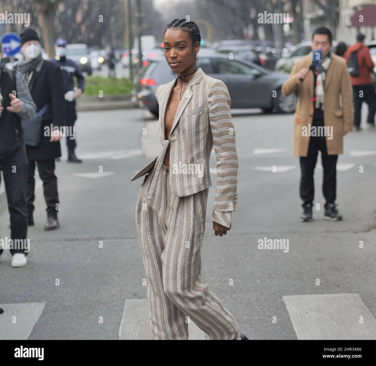 Fashion blogger street style outfit after Emporio Armani fashion show ...