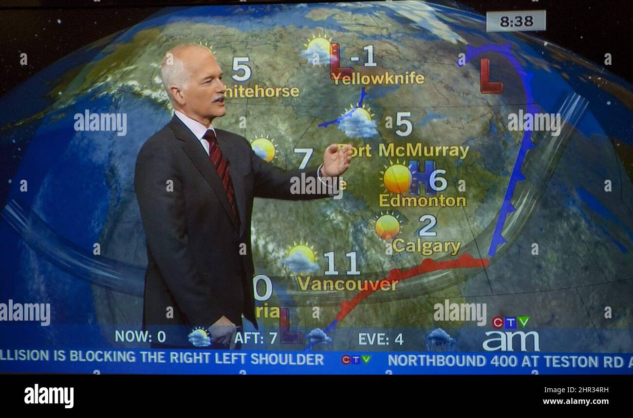 NDP Leader Jack Layton fulfills one of his childhood dreams as he gives ...