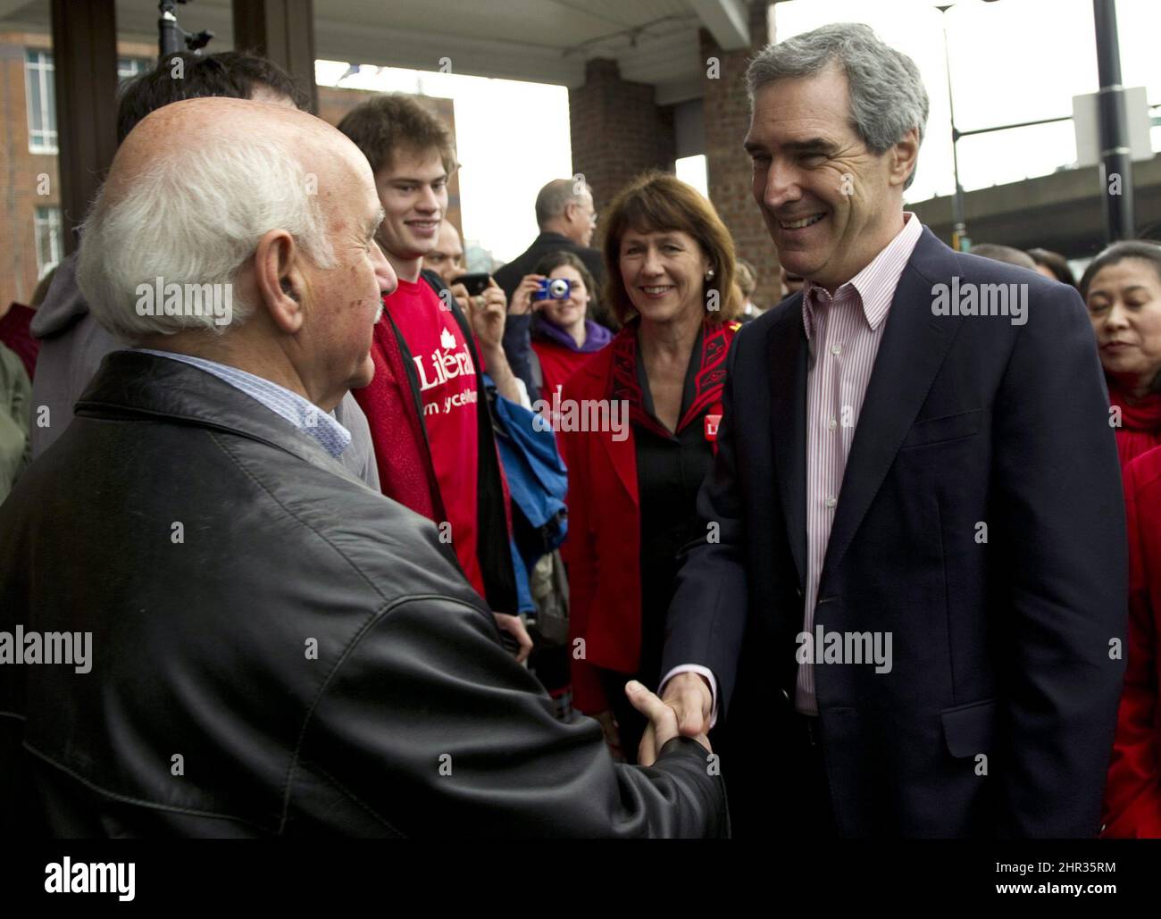 Liberal Leader Michael Ignatieff greets a supporter following an ...