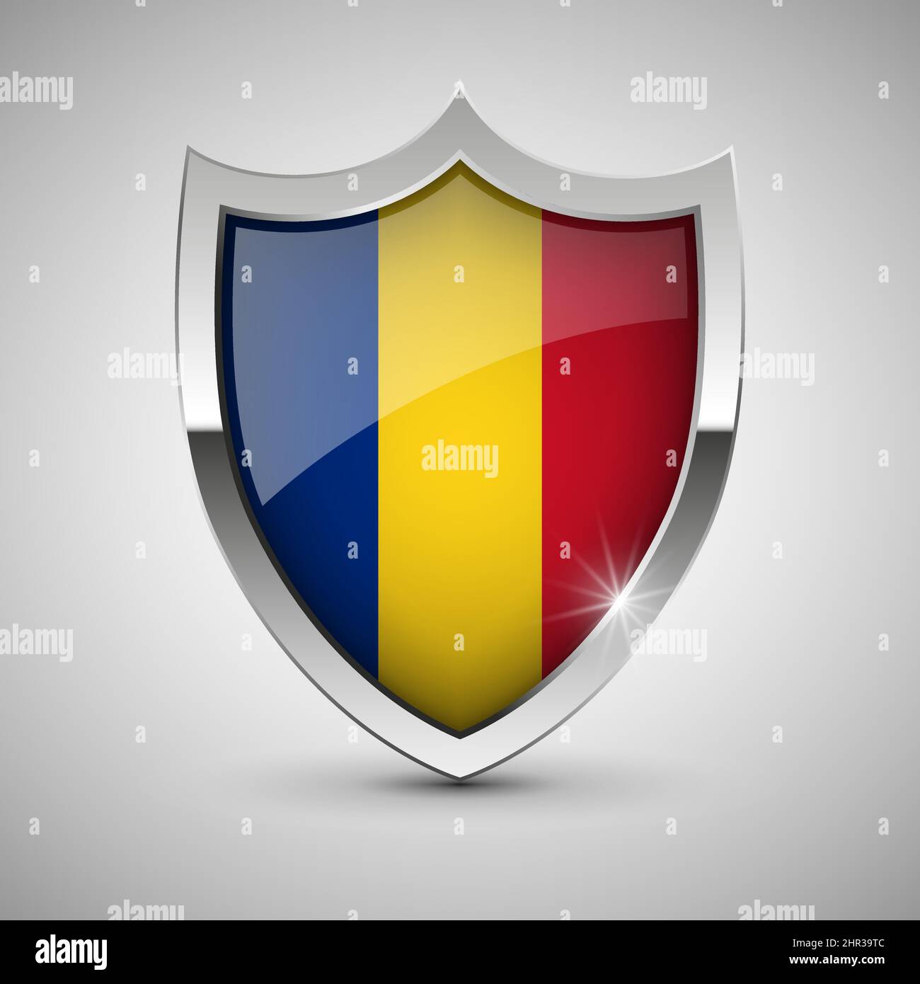 EPS10 Vector Patriotic shield with flag of Romania. An element of ...