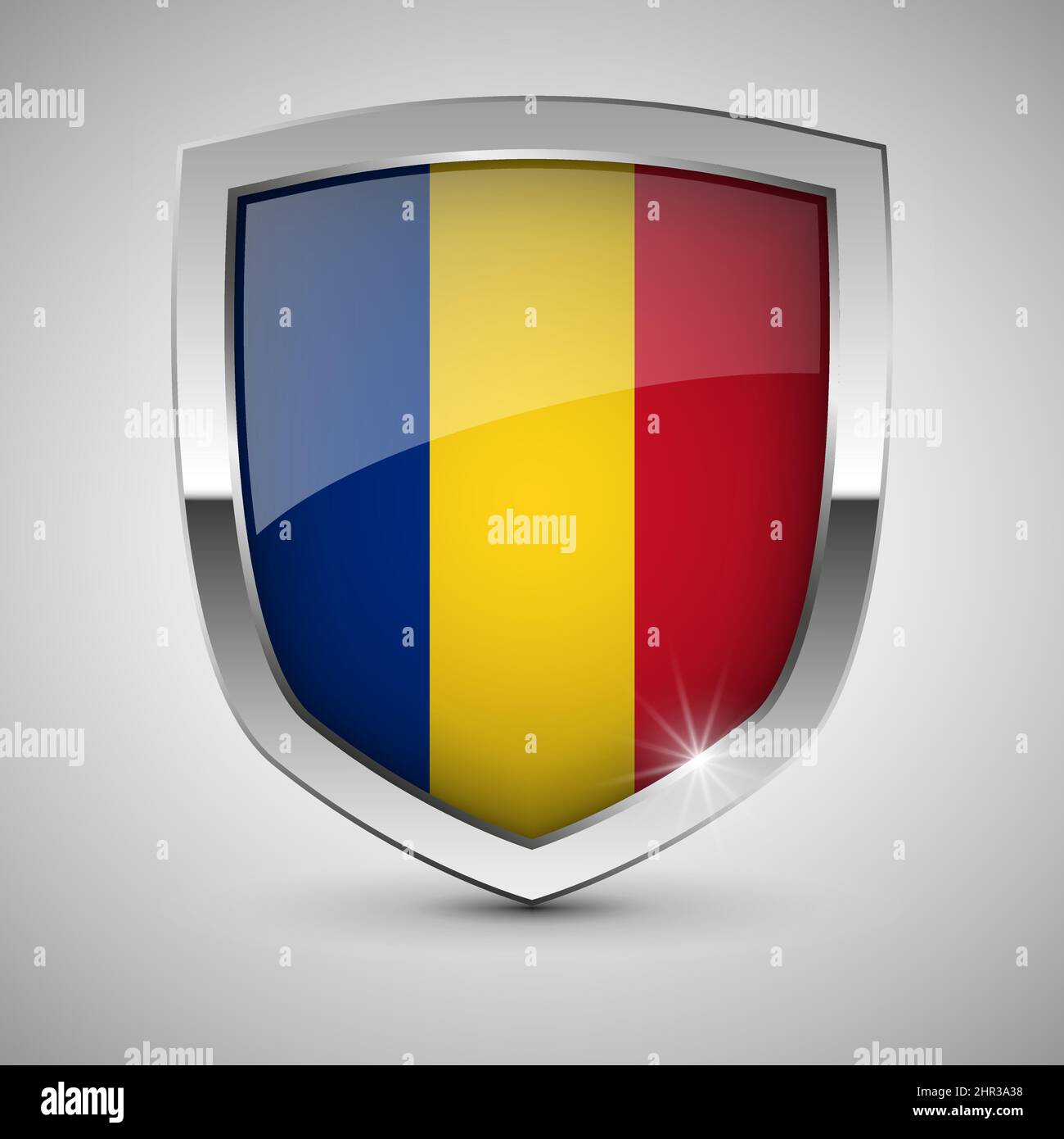EPS10 Vector Patriotic shield with flag of Romania. An element of ...