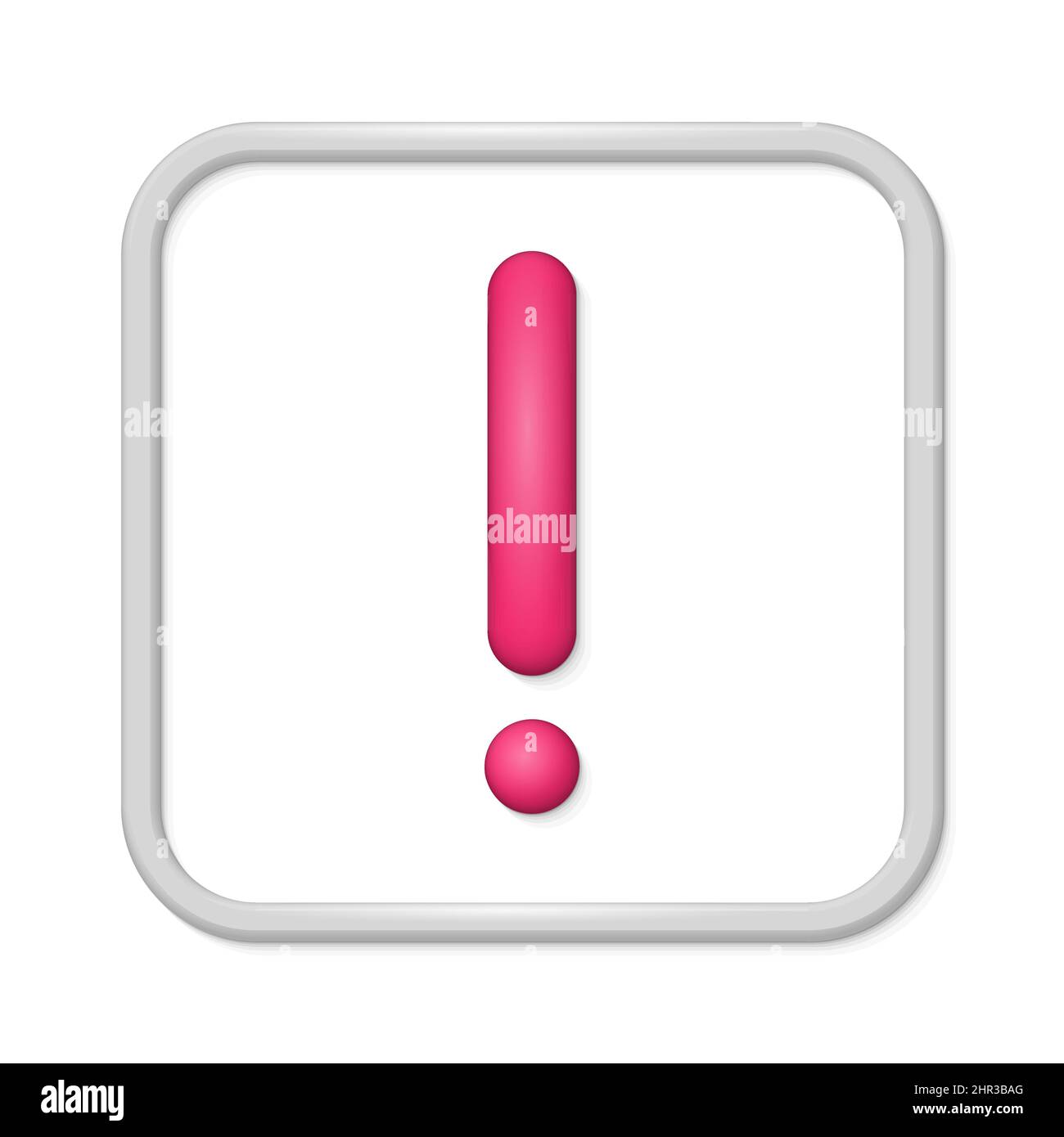 3D cartoon exclamation mark icon. Online warning hazard concept render ...