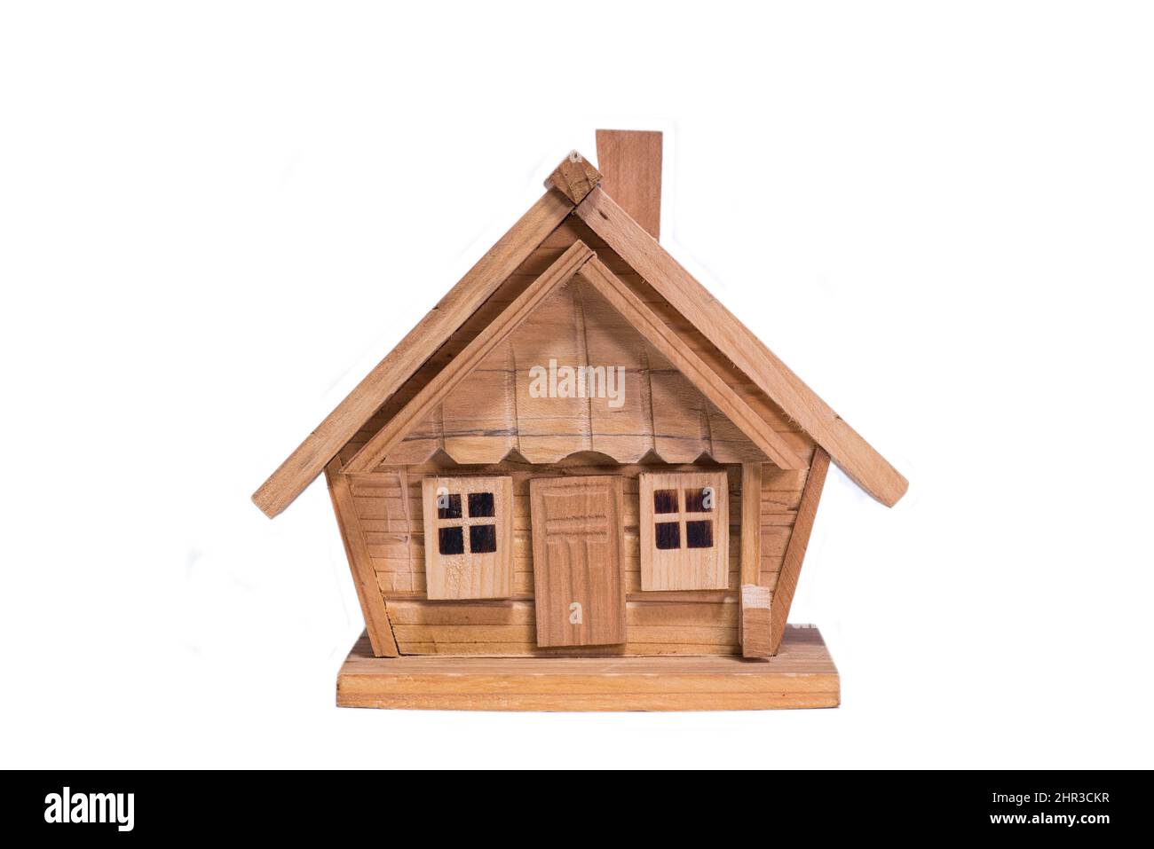 Little wooden house isolated on white background Stock Photo - Alamy